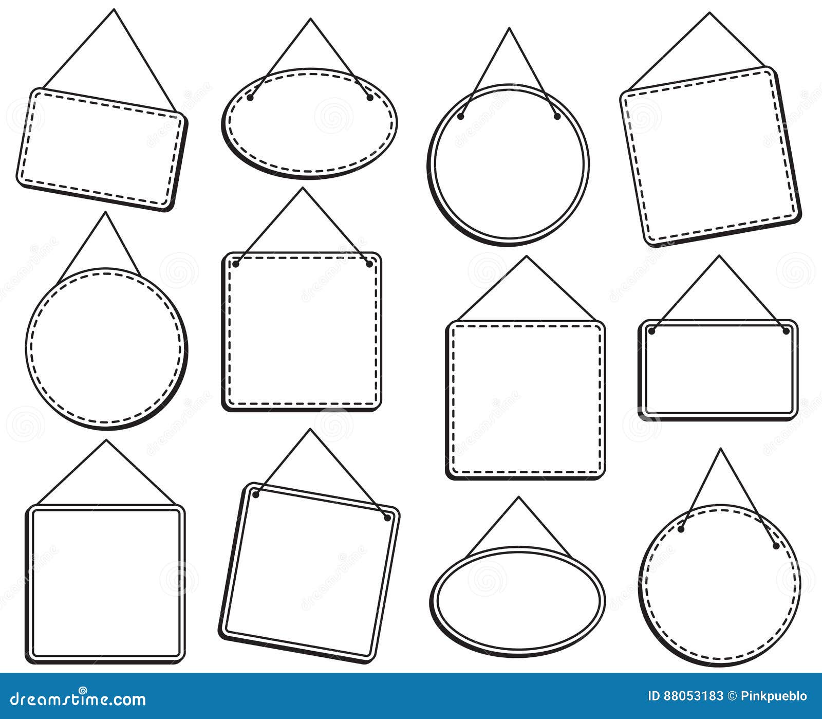 Doodle Style Hanging Signs or Frames Stock Illustration - Illustration ...