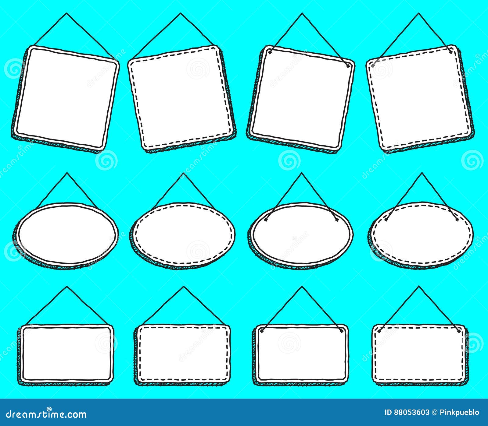 Doodle Style Hanging Signs or Frames Stock Vector - Illustration of ...