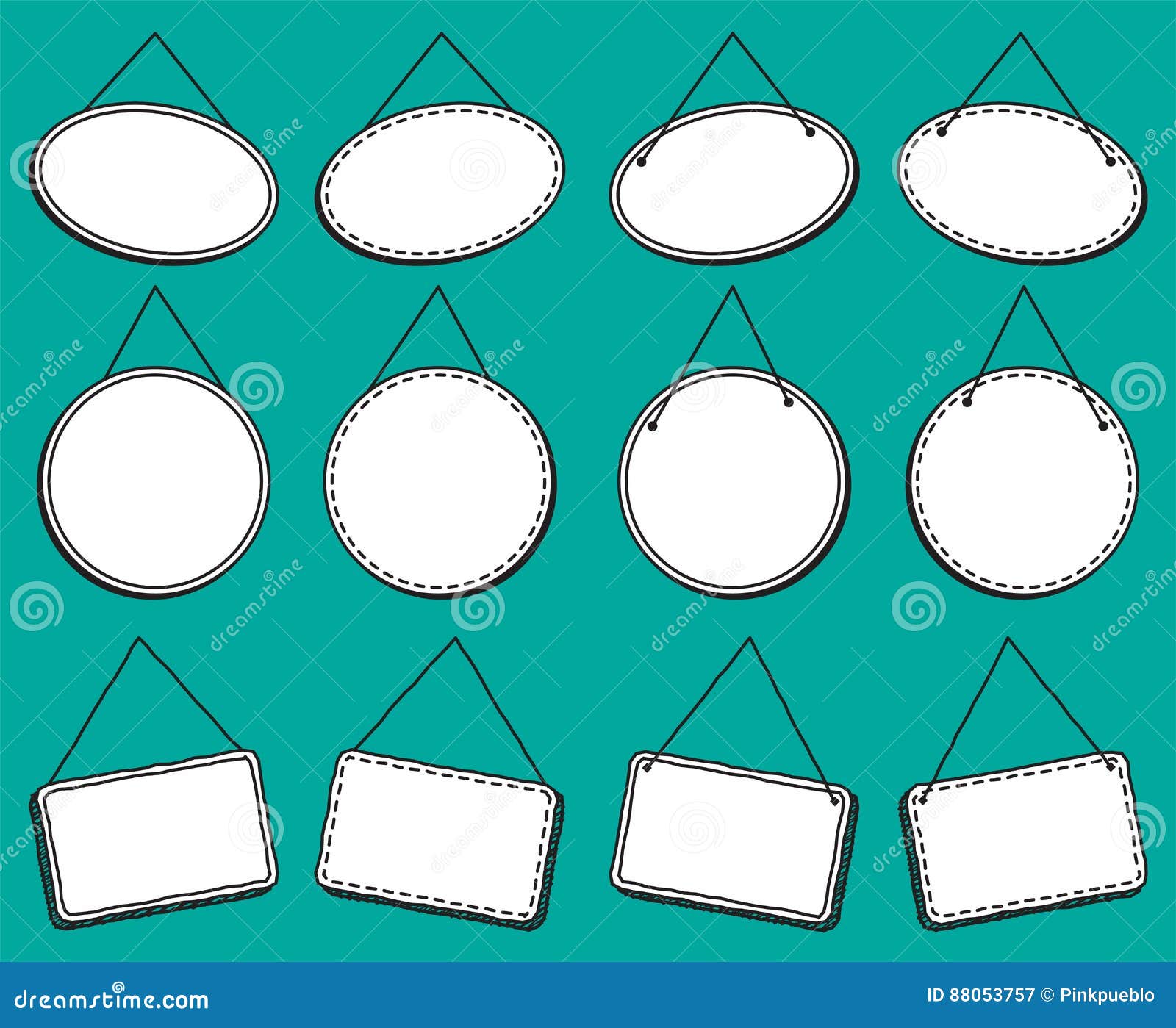 Doodle Style Hanging Signs or Frames Stock Vector - Illustration of ...