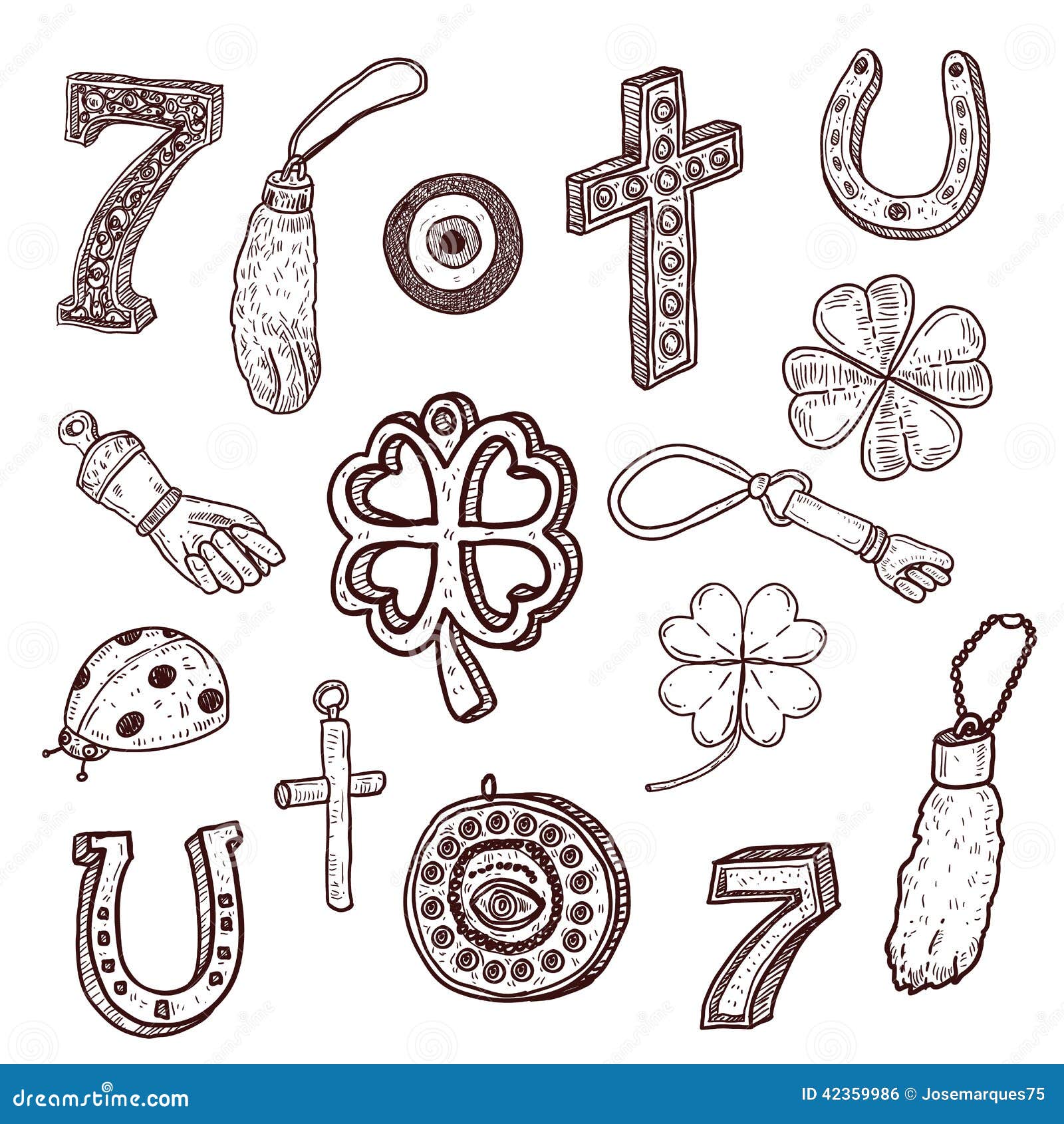 Doodle Style Luck Symbols Stock Vector - Image: 42359986