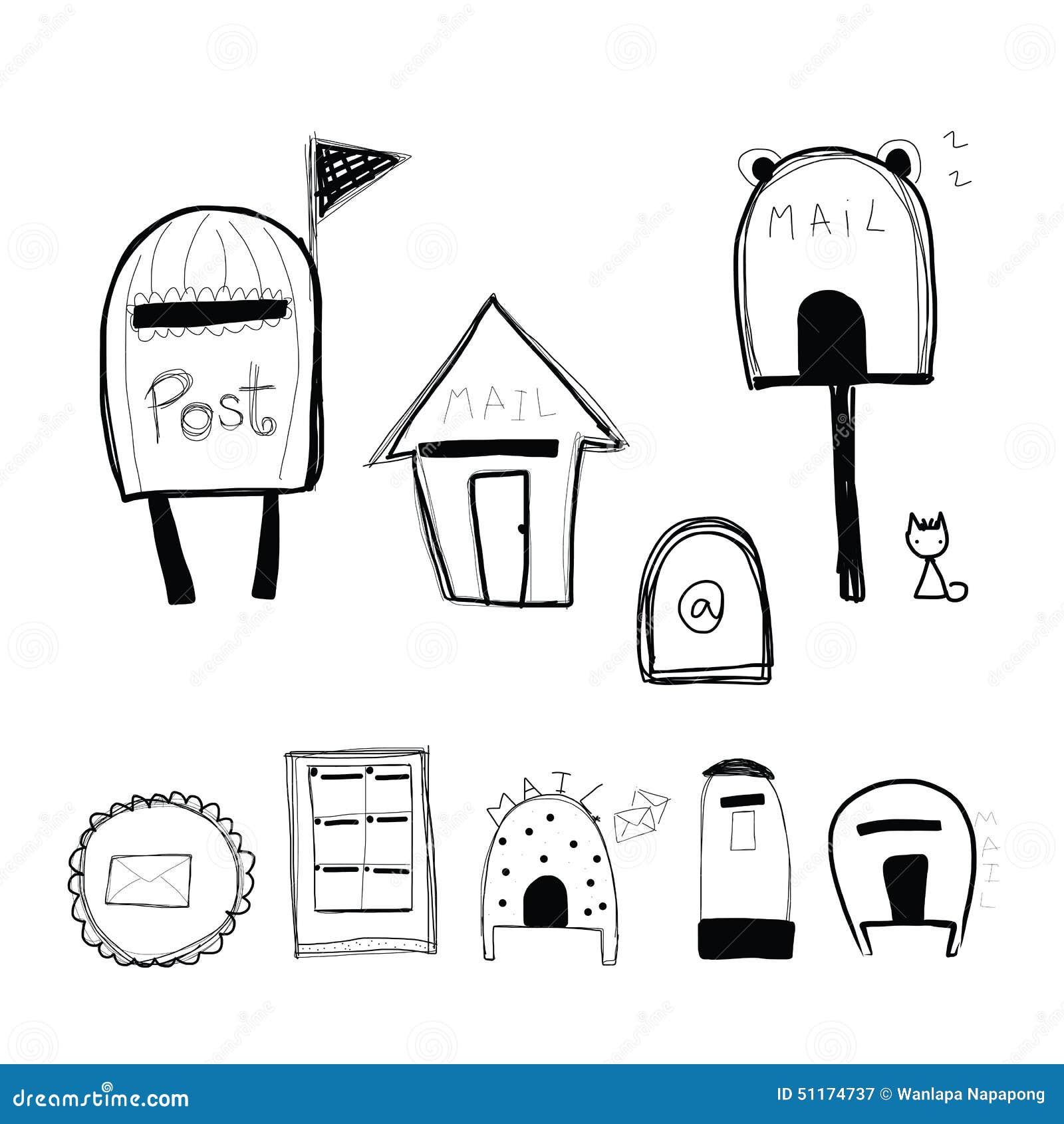 Doodle Style Mailbox Post Box Stock Illustrations – 97 Doodle Style ...