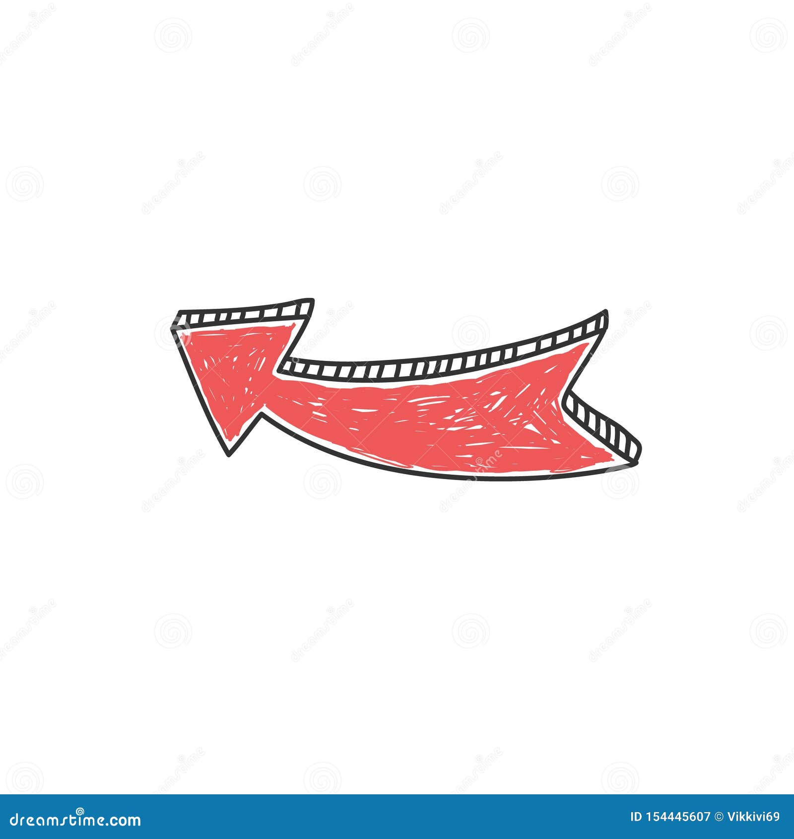 Doodle Style Red Arrow Drawing. Vector Drawing by Hand. Red Arrow on ...