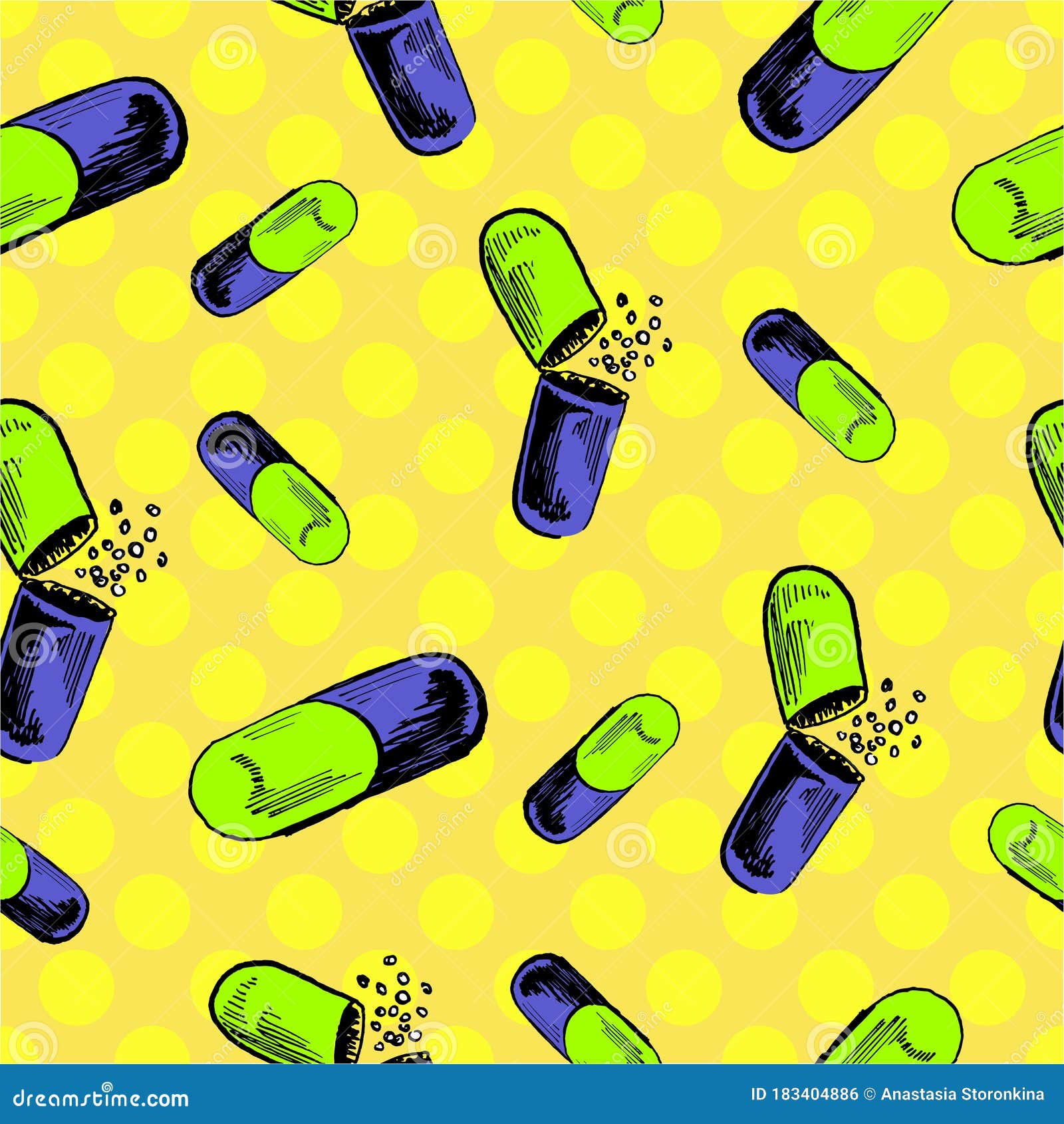 Doodle Style Seamless Background Pattern with Pharmaceutical Pills ...