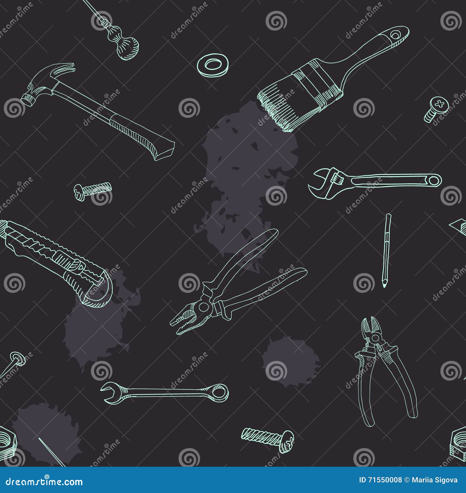 Doodle Style Tools Background - Seamless Vector Pattern. Stock Vector ...