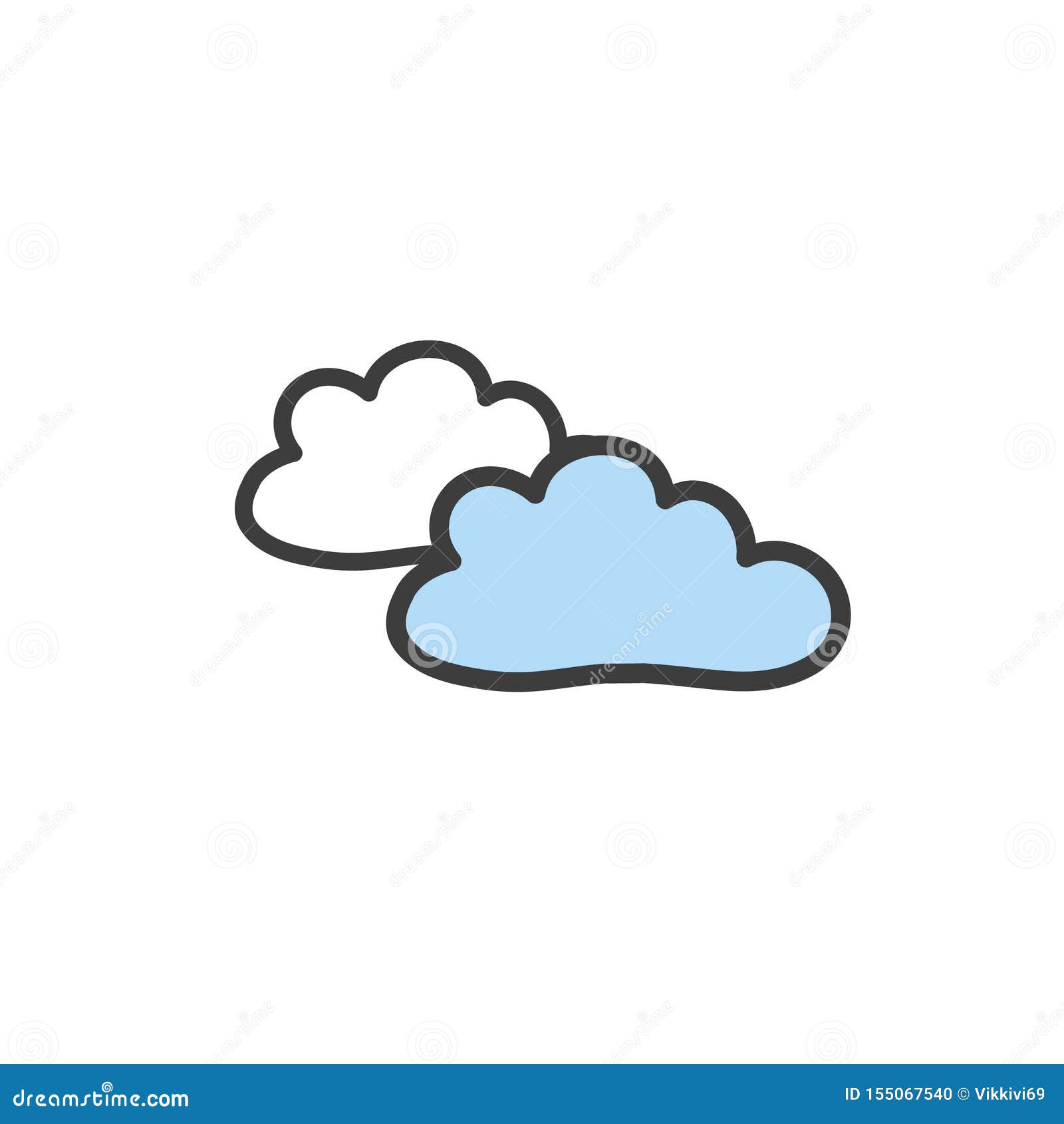 Doodle Style Two Color Cloud Drawing. Vector Drawing by Hand. Symbol of ...
