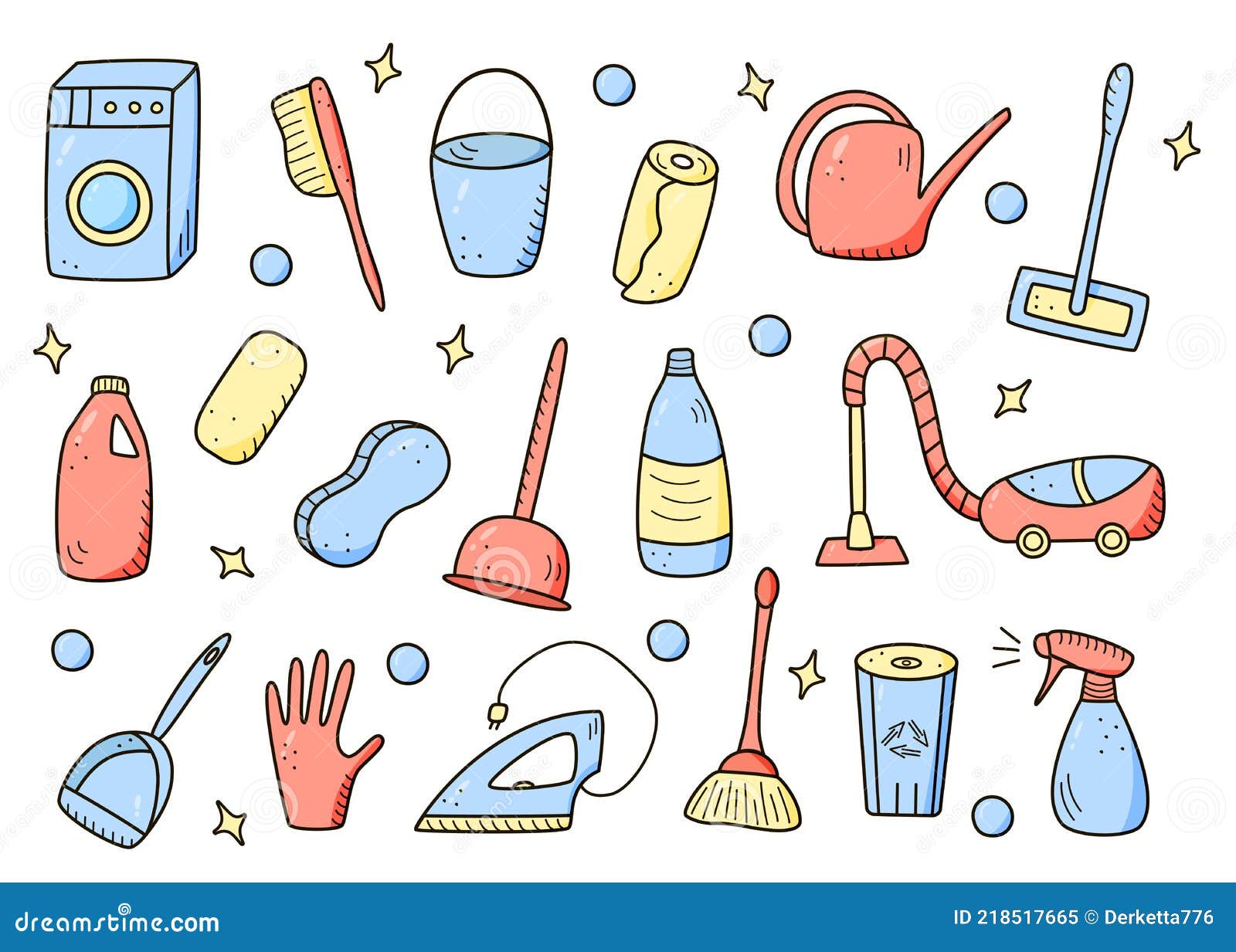Doodle Style Vector Cleaning Elements. a Set of Drawings of Cleaning ...