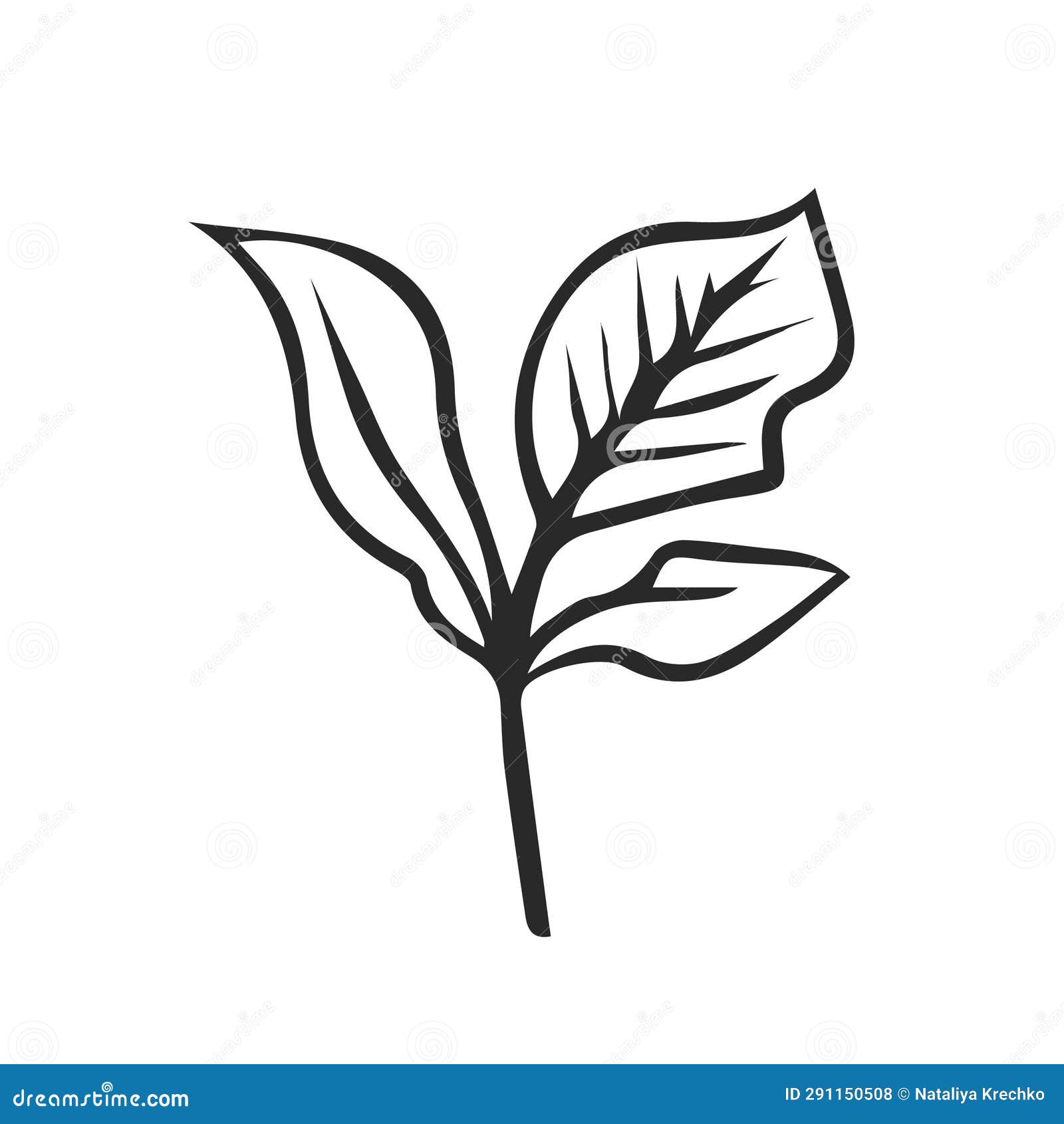 Doodle Style Vector Illustration. Simple Element of Twig and Leaves ...