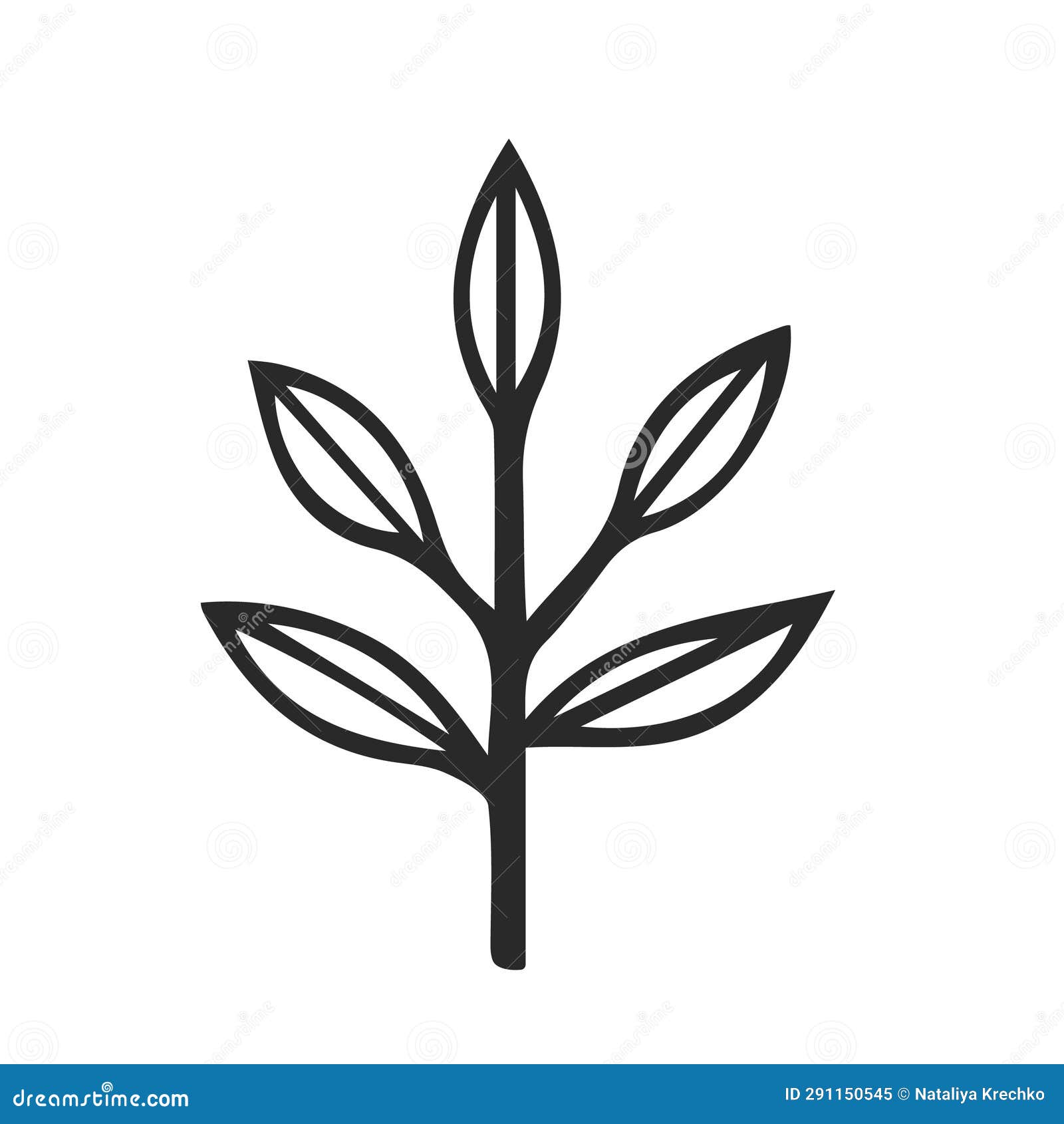 Doodle Style Vector Illustration. Simple Element of Twig and Leaves ...