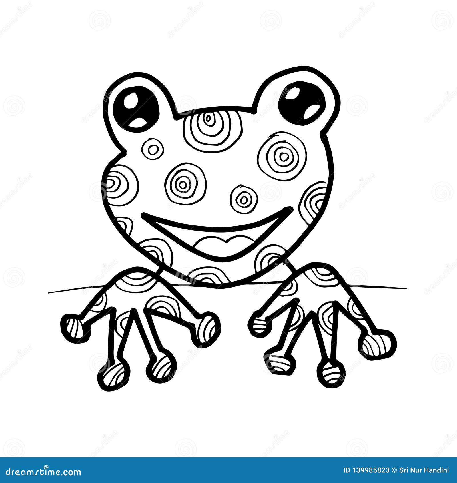 Doodle stylized frog stock vector. Illustration of card - 139985823