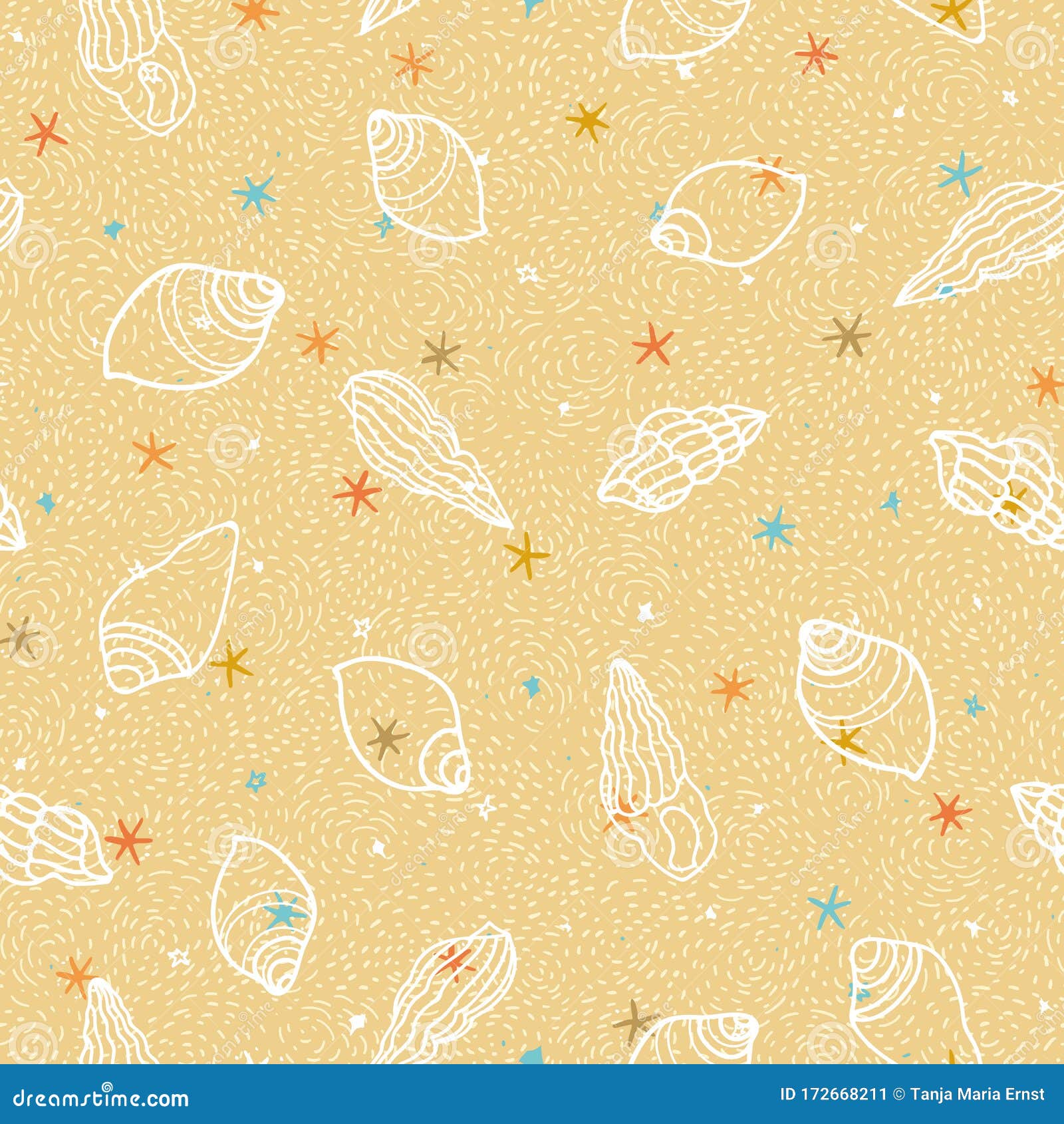 Doodle Summer Beach Sea Shell Texture Pattern. Stock Vector ...