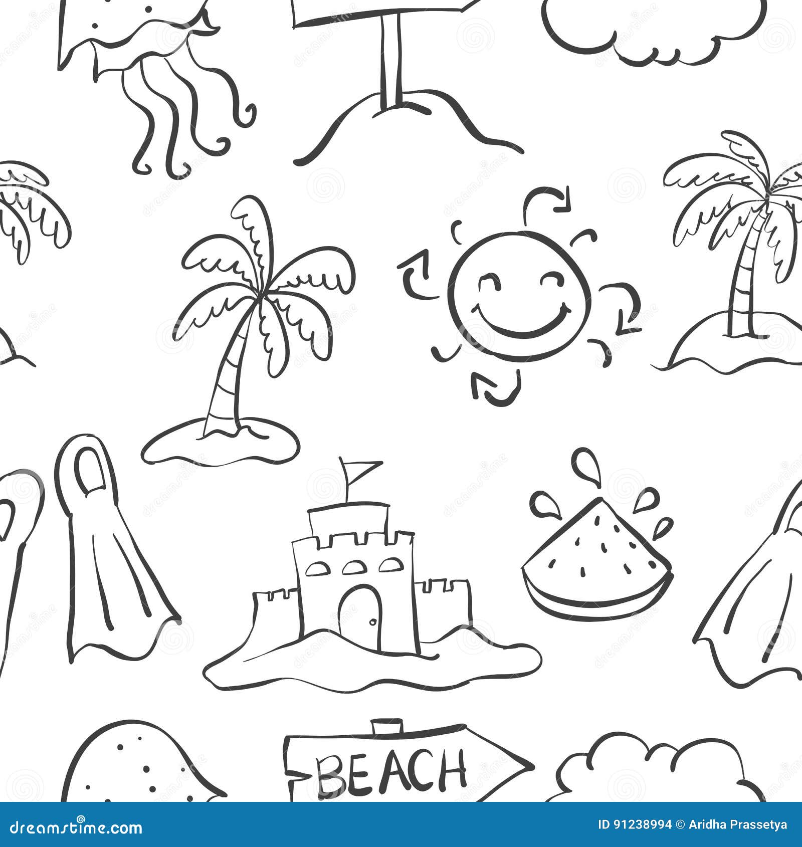 Doodle of Summer Element Hand Draw Stock Vector - Illustration of ...