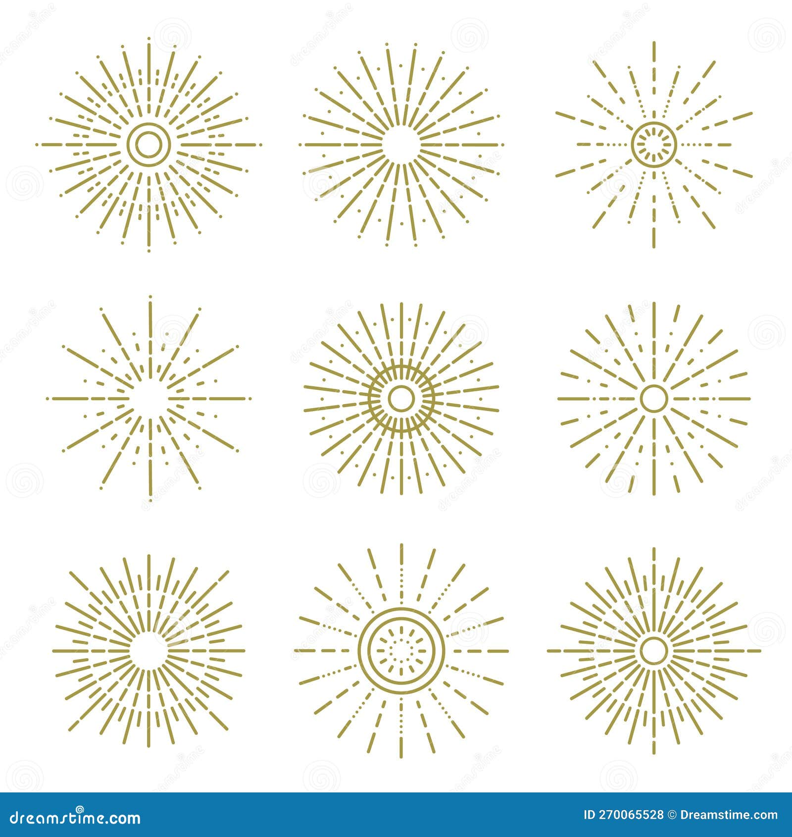 Doodle Sunburst. Sunrise Abstract Elements, Rising Sun Frames, Sunlight ...