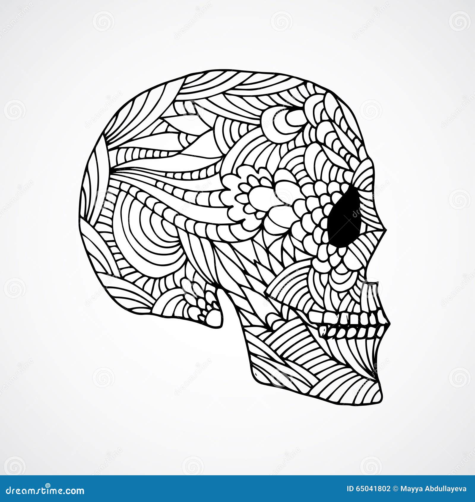 Doodle Swirled Skull Profile Stock Vector - Illustration of isolated ...