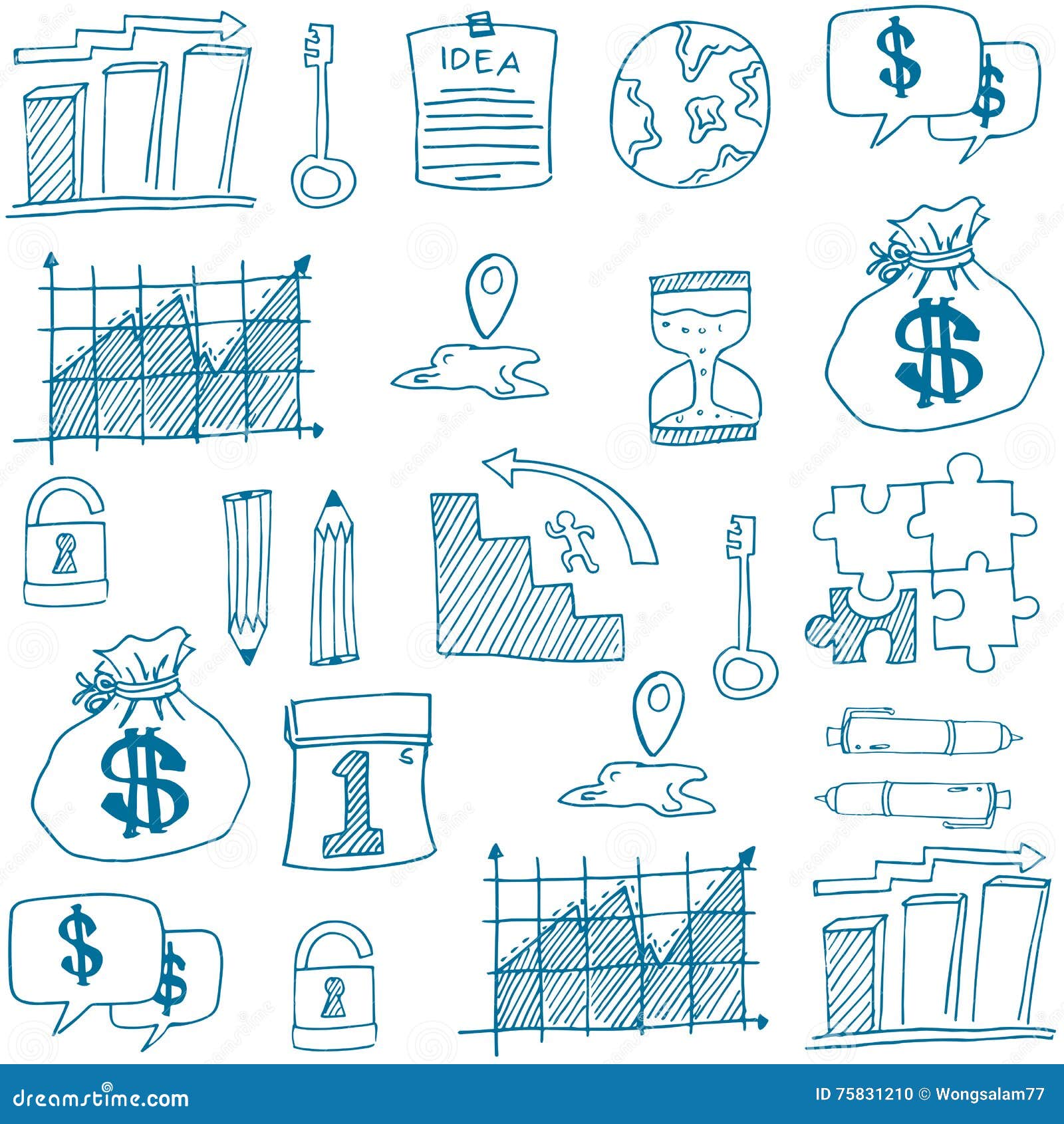 Doodle of Symbol Business Object Stock Vector - Illustration of doodle ...