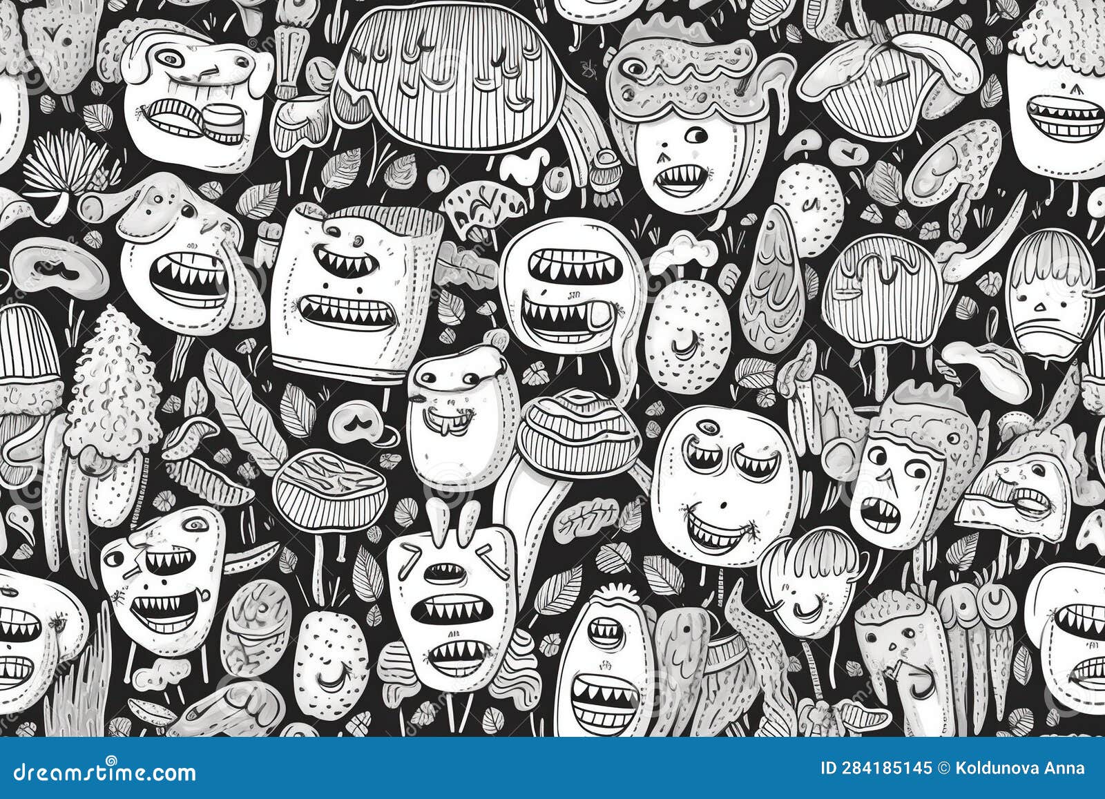 Doodle Teeth Set Isolated On White Background. Vector | CartoonDealer ...