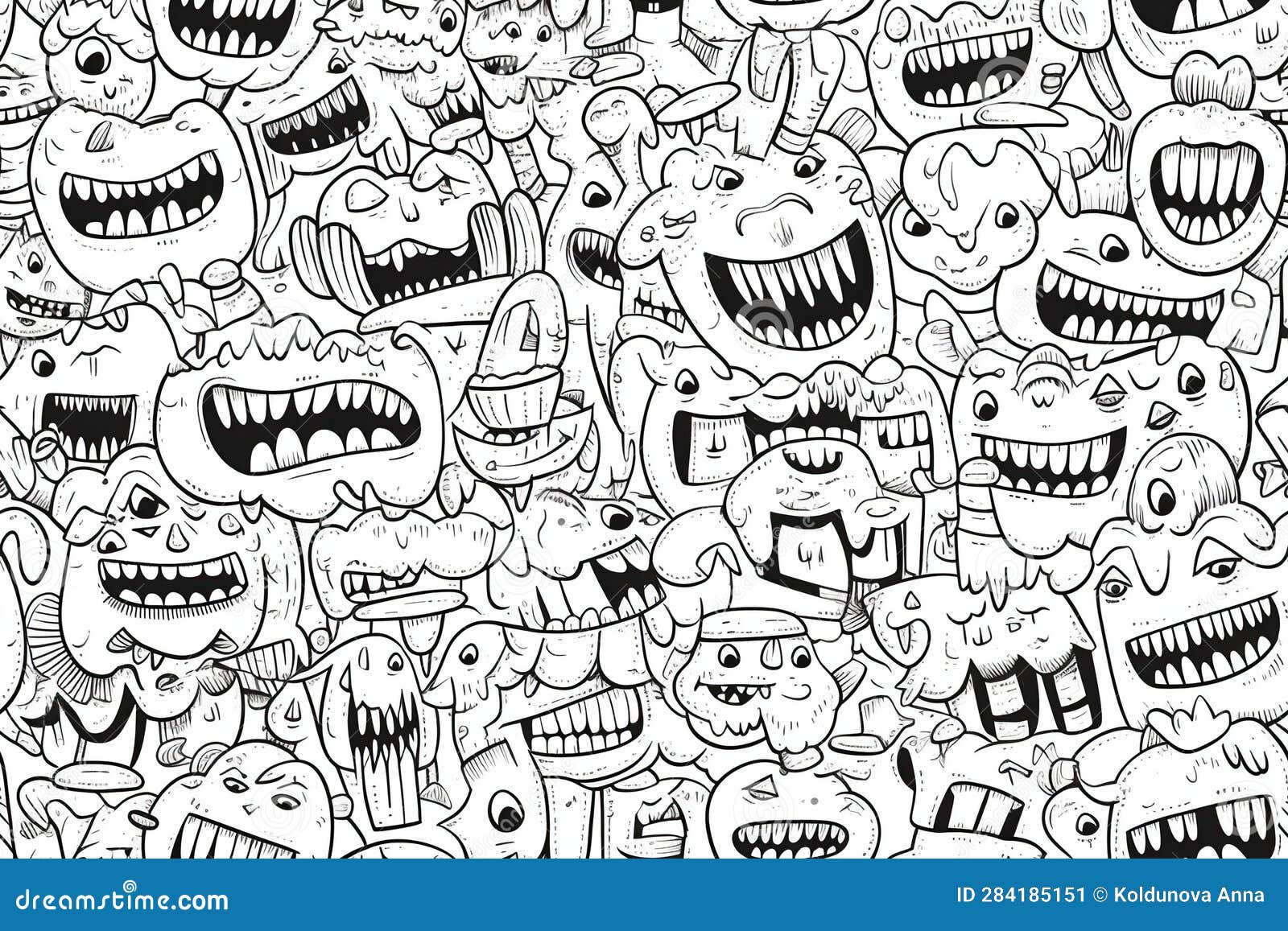 Doodle Teeth Set Isolated On White Background. Vector | CartoonDealer ...