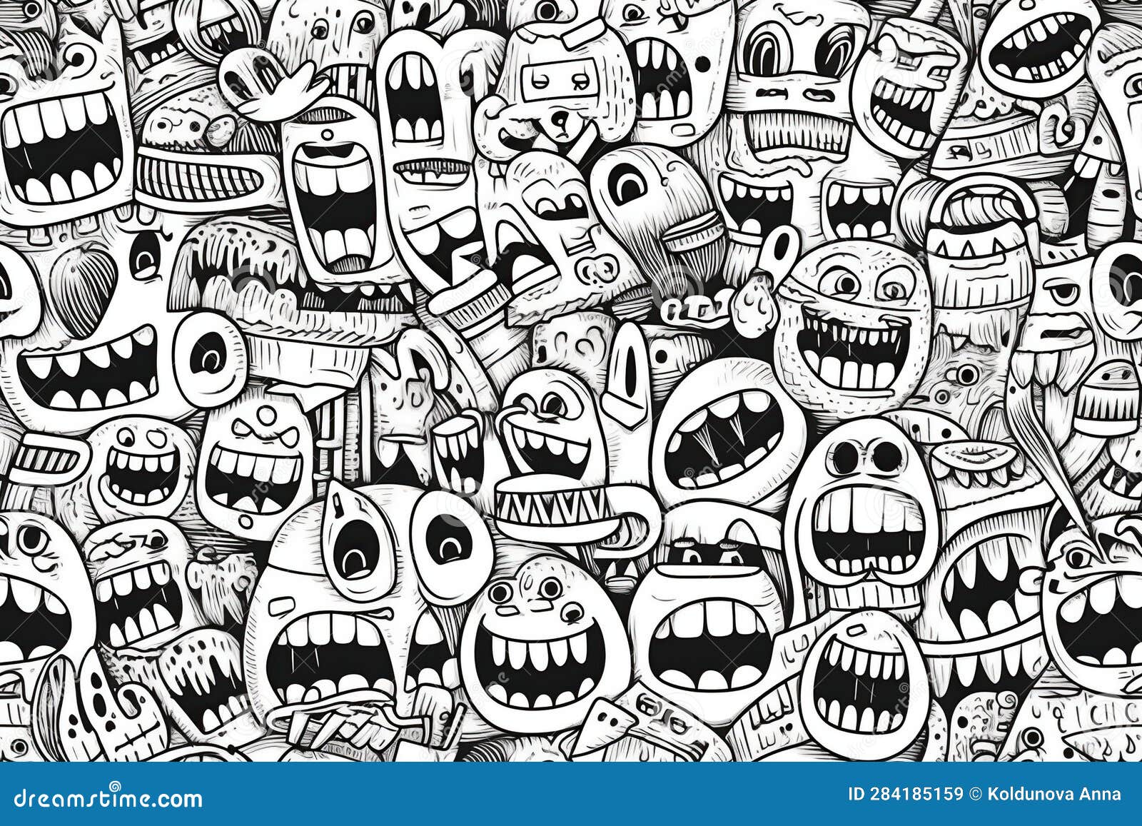 Doodle Teeth Set Isolated On White Background. Vector | CartoonDealer ...