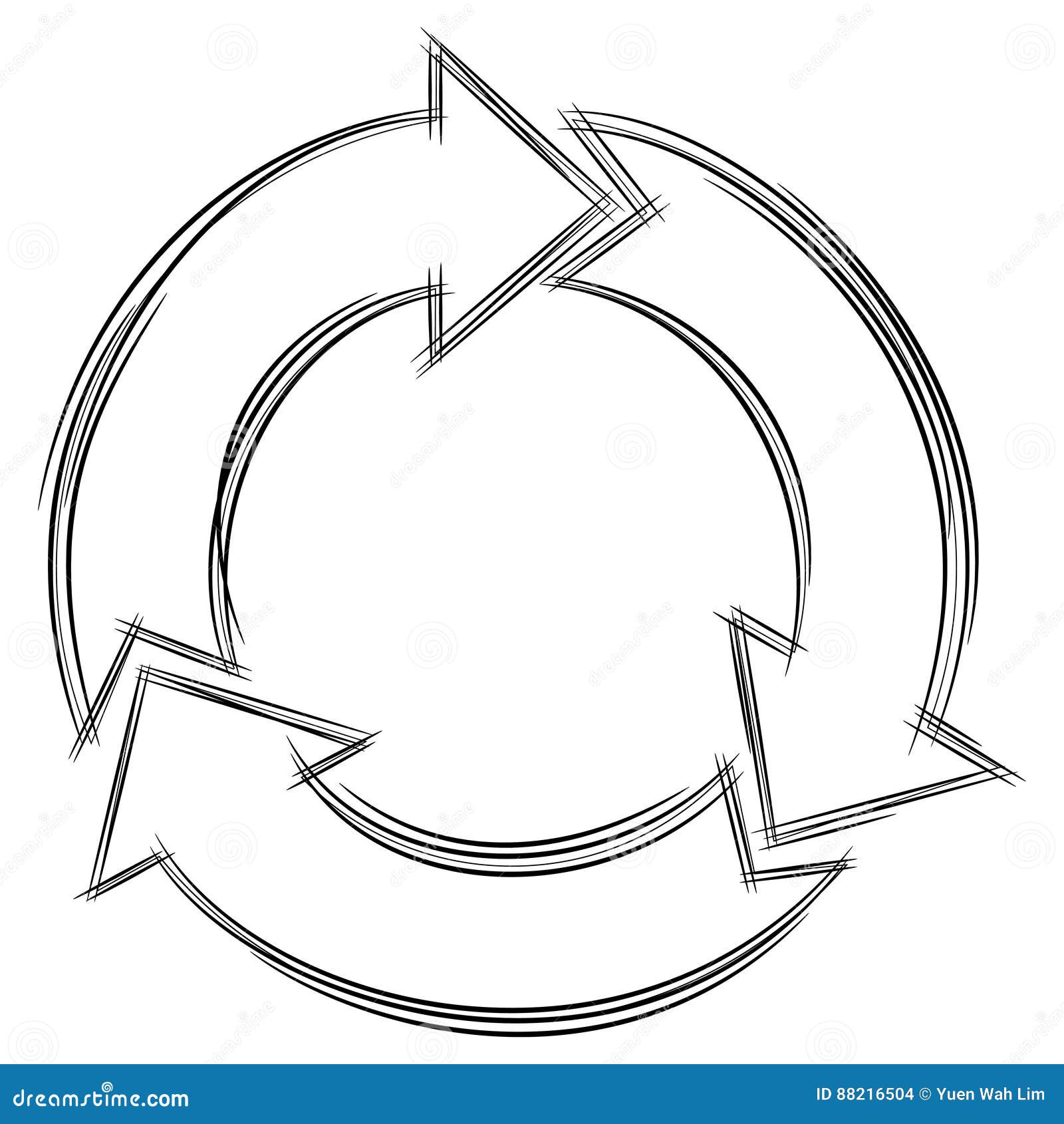 Doodle of Three Circular Arrows Stock Vector - Illustration of repeat ...