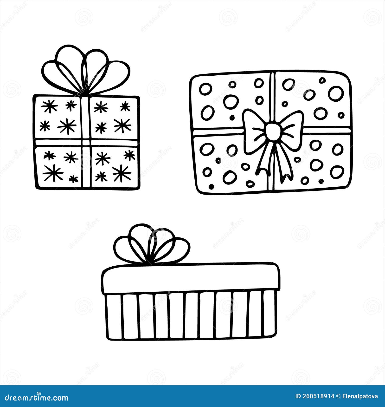 Doodle of Three Gift Boxes on White Background Stock Vector ...