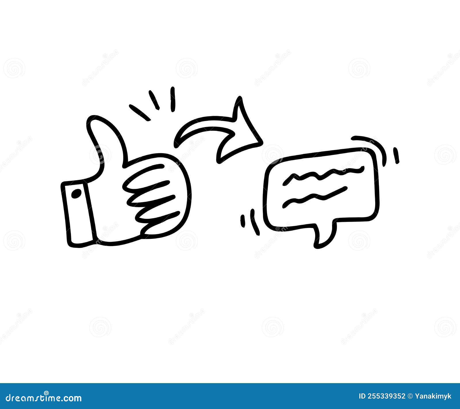 Doodle Thumb Up Arrow and Bubble Speech Symbol for Like Share and ...