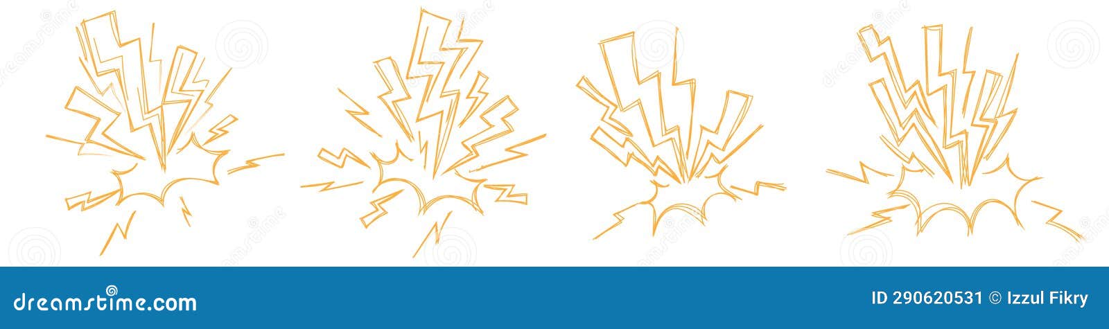 Doodle Thunder Strike Pencil Scribble Drawing Hand Drawing Sketch ...