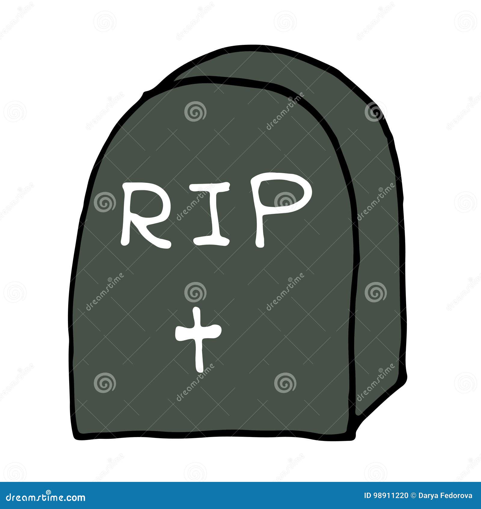 Doodle Tombstone with RIP. Hand Drawn Illustration Stock Illustration ...