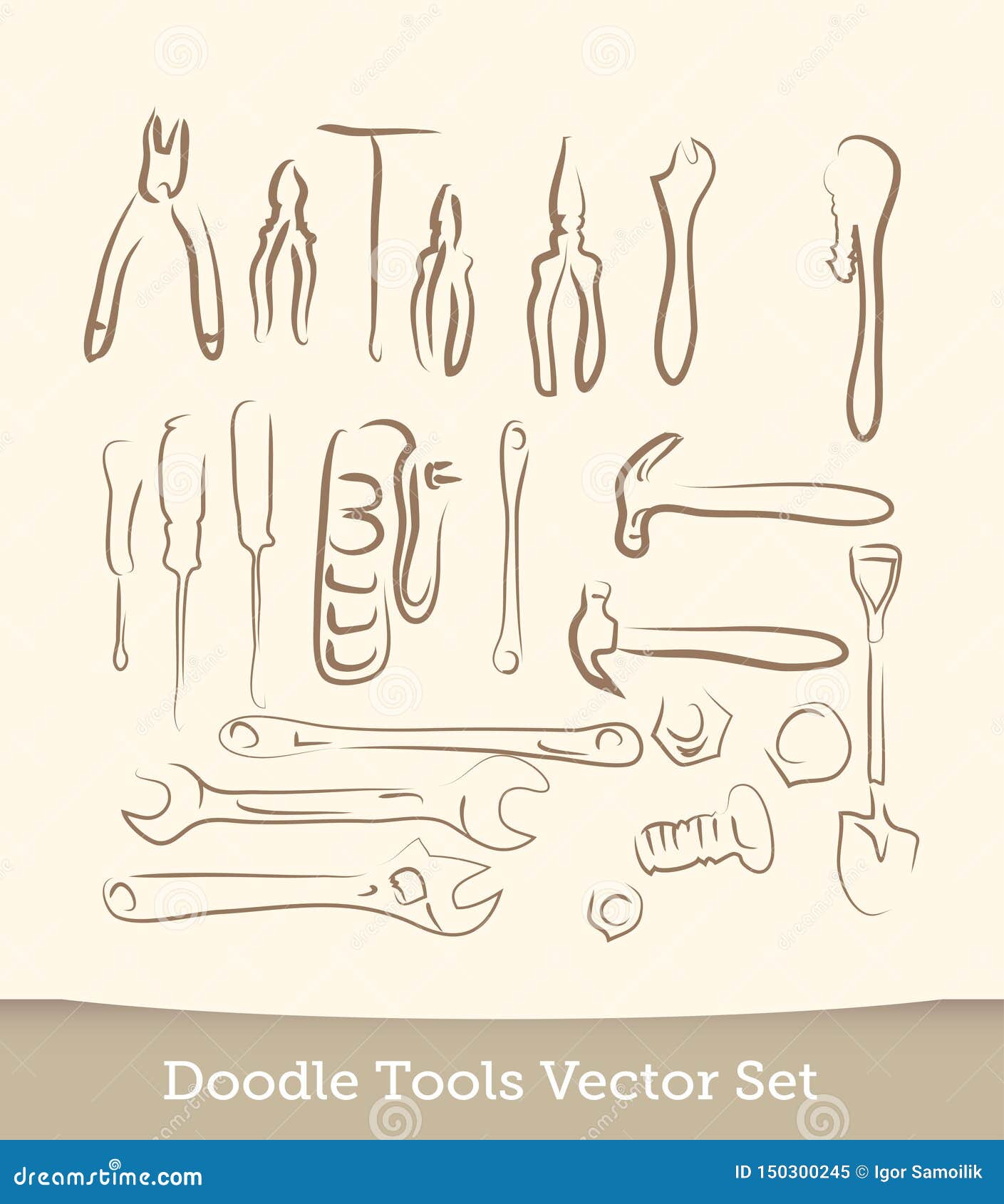 Doodle tools set . Vector stock vector. Illustration of screws - 150300245