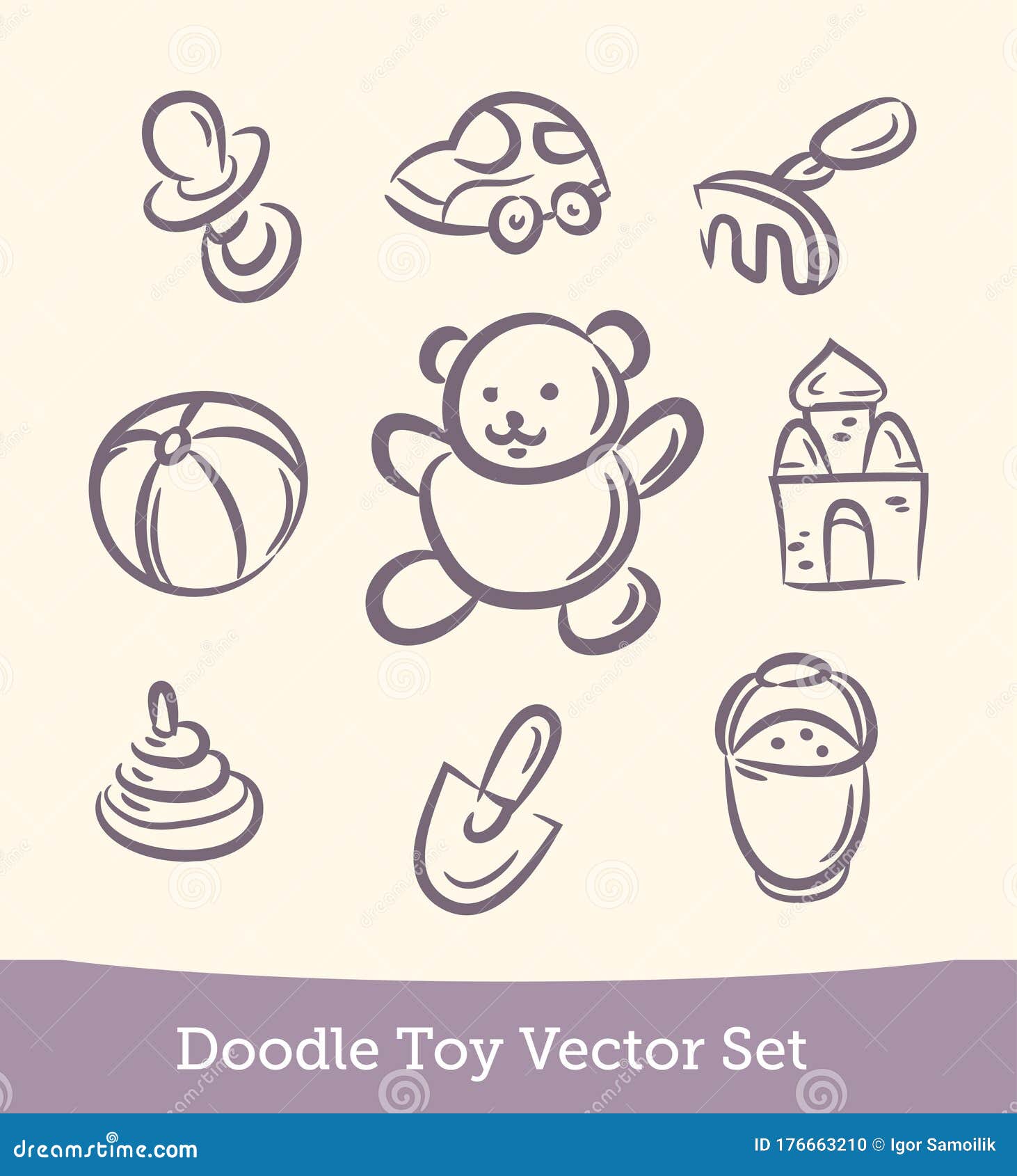 Doodle Toy Set Isolated on White Background. Vector Stock Vector ...