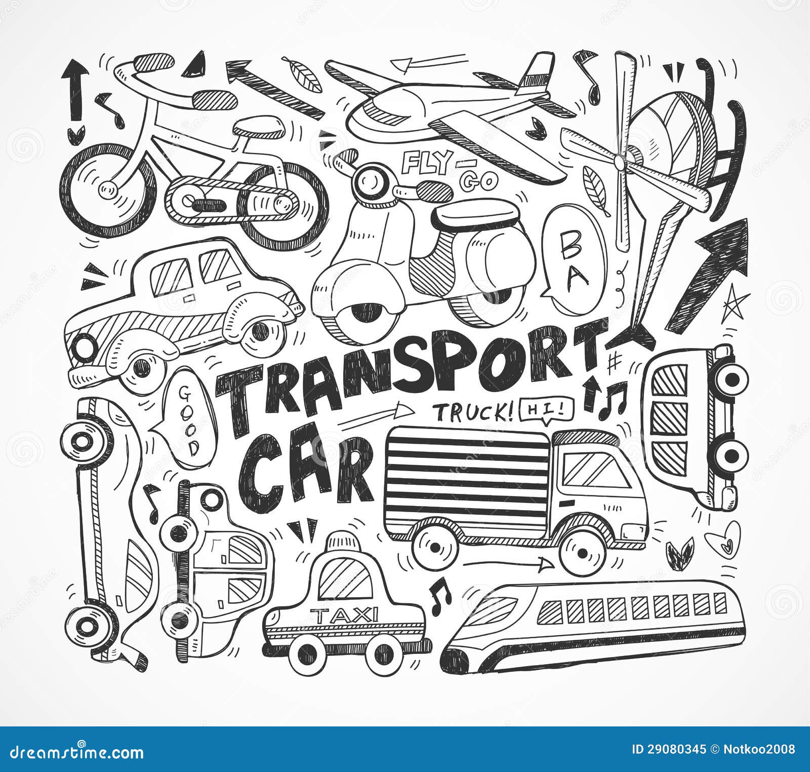 Doodle transport element stock vector. Illustration of draft - 29080345