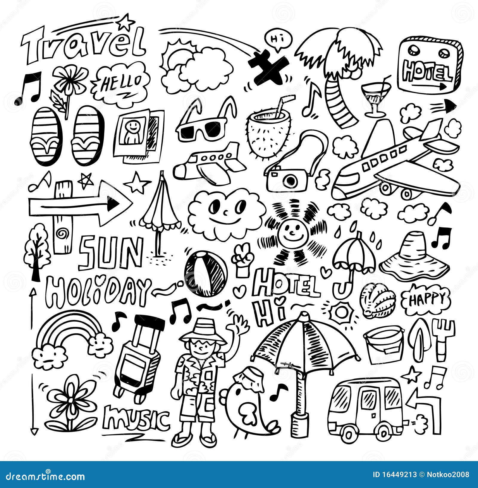 Set Of Travel Doodle Symbols In Vector. | CartoonDealer.com #137340930