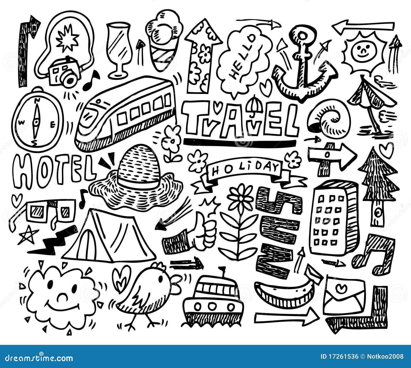 Doodle travel stock vector. Illustration of aircraft - 17261536