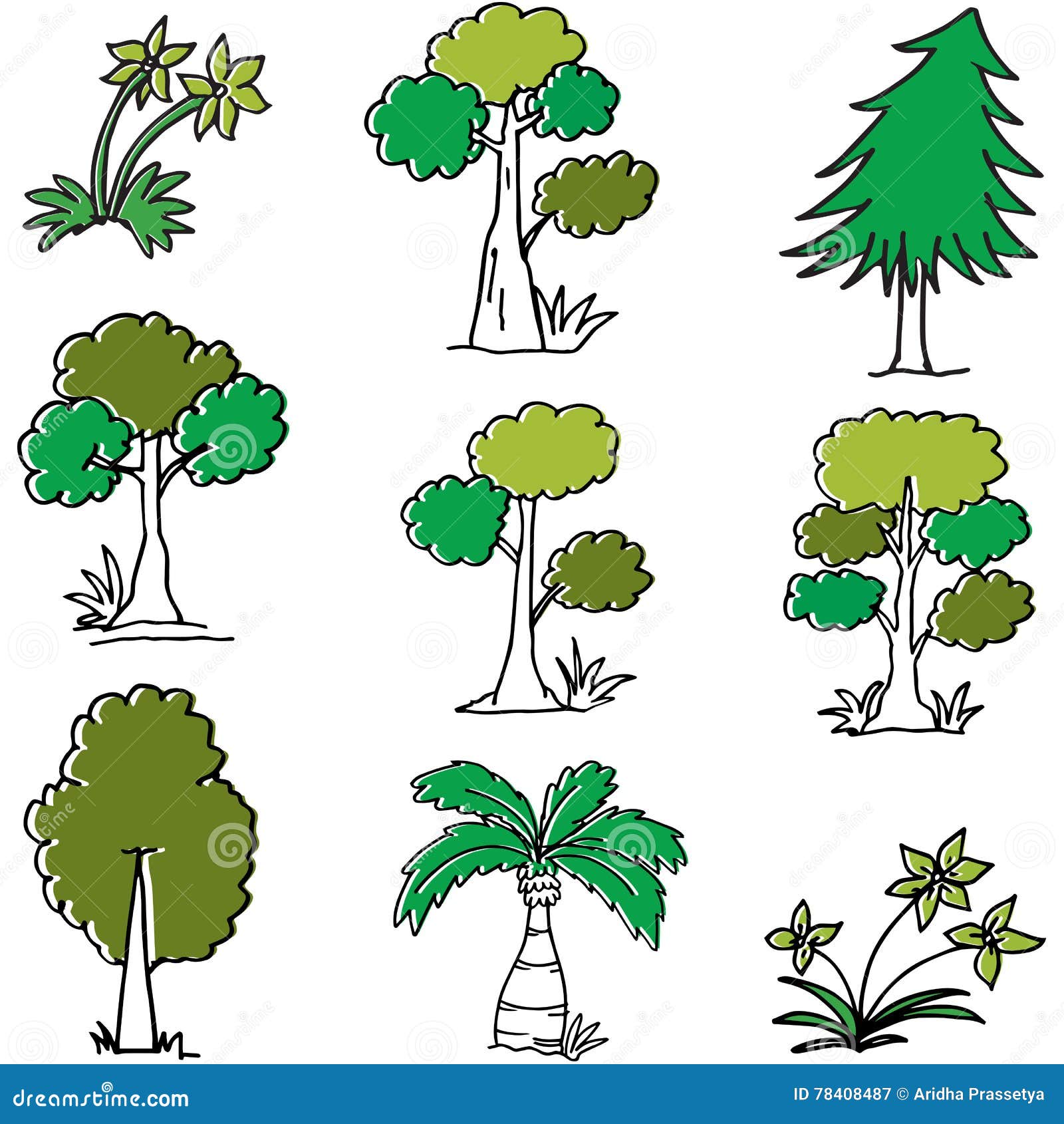 Doodle of Tree Cartoon Vector Stock Vector - Illustration of brush ...