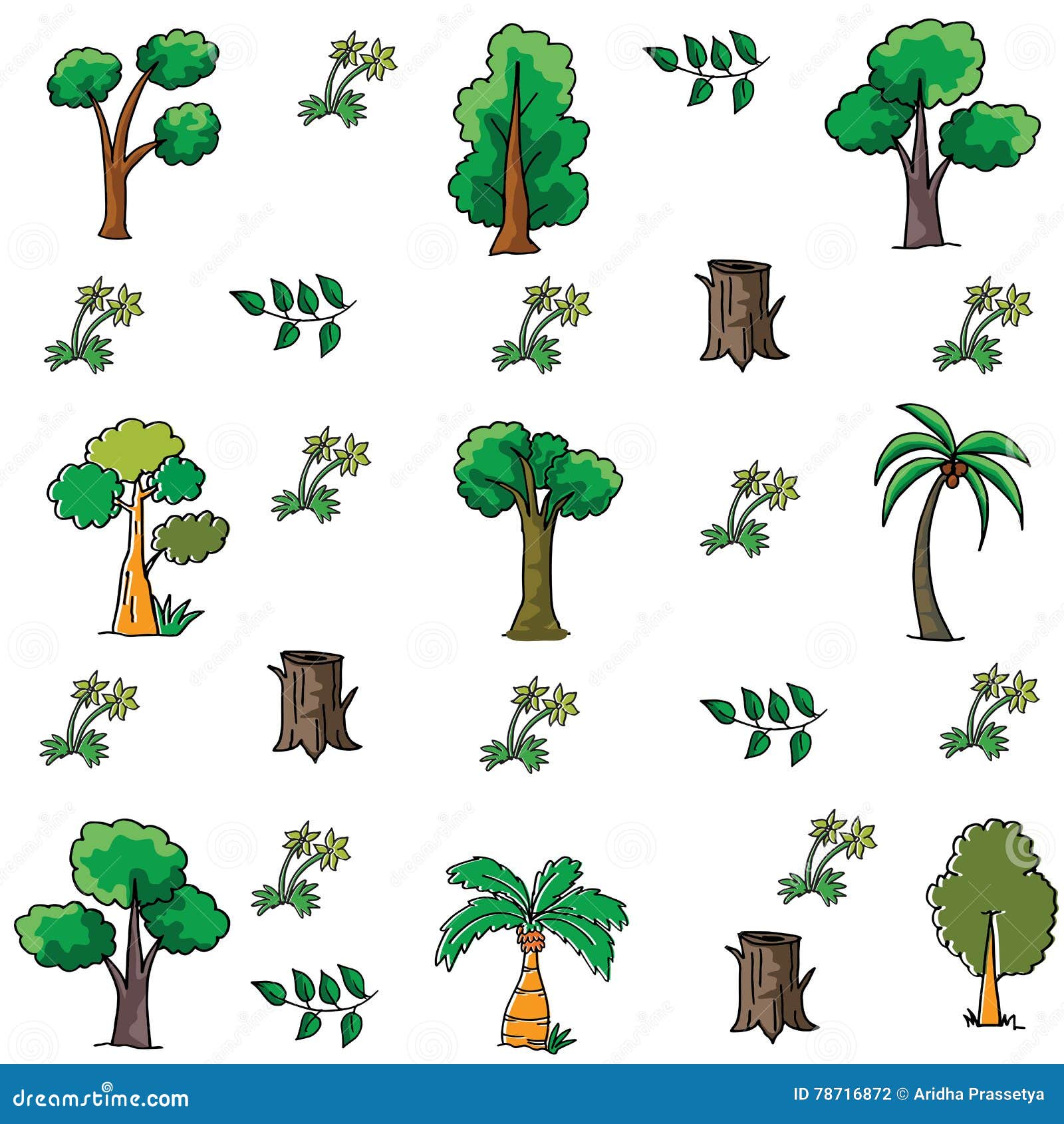Doodle of Tree Collection Stock Stock Vector - Illustration of doodle ...