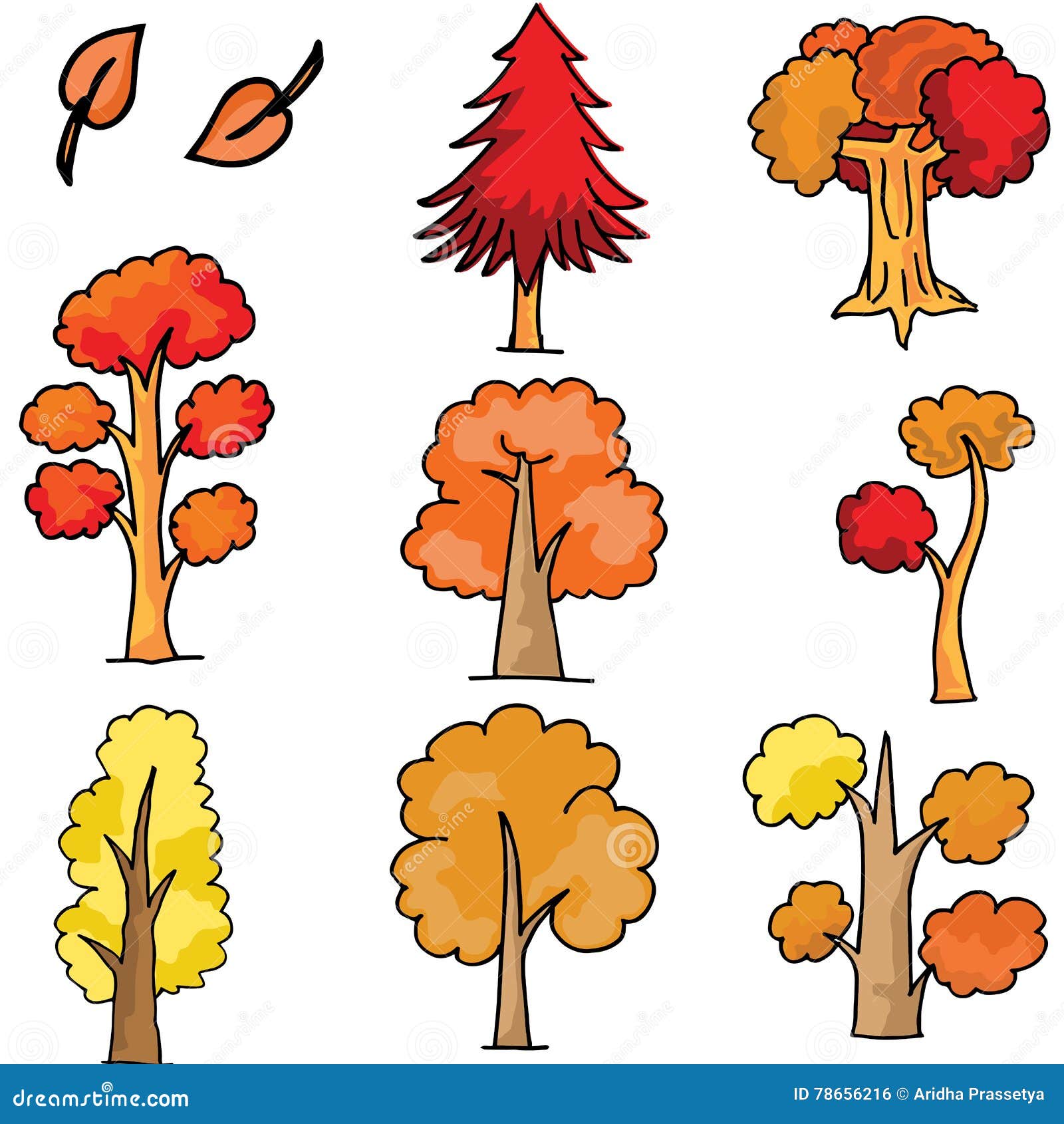 Doodle of Tree Different Cartoon Stock Vector - Illustration of ...