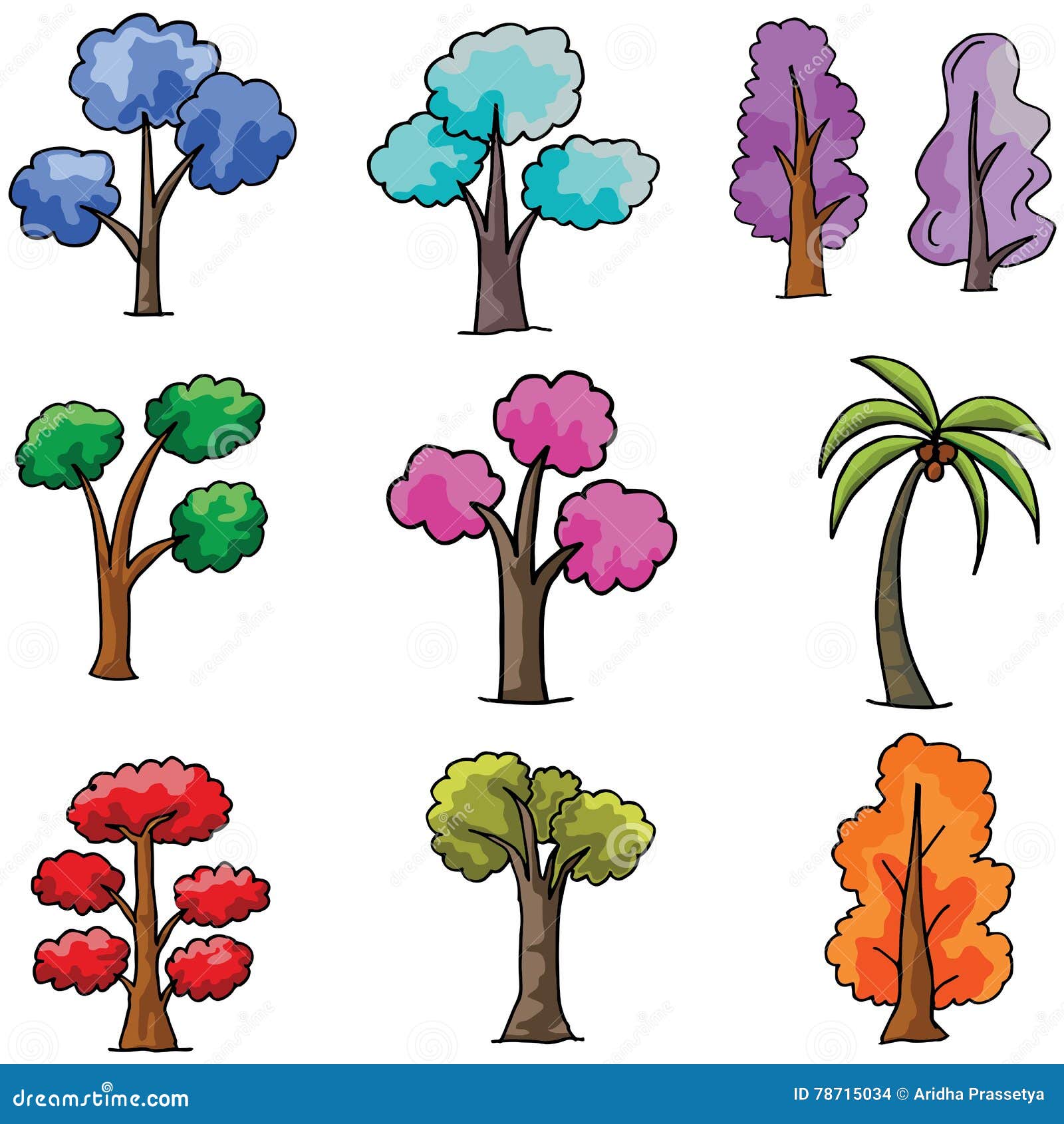 Doodle of Tree Different Collection Stock Vector - Illustration of ...