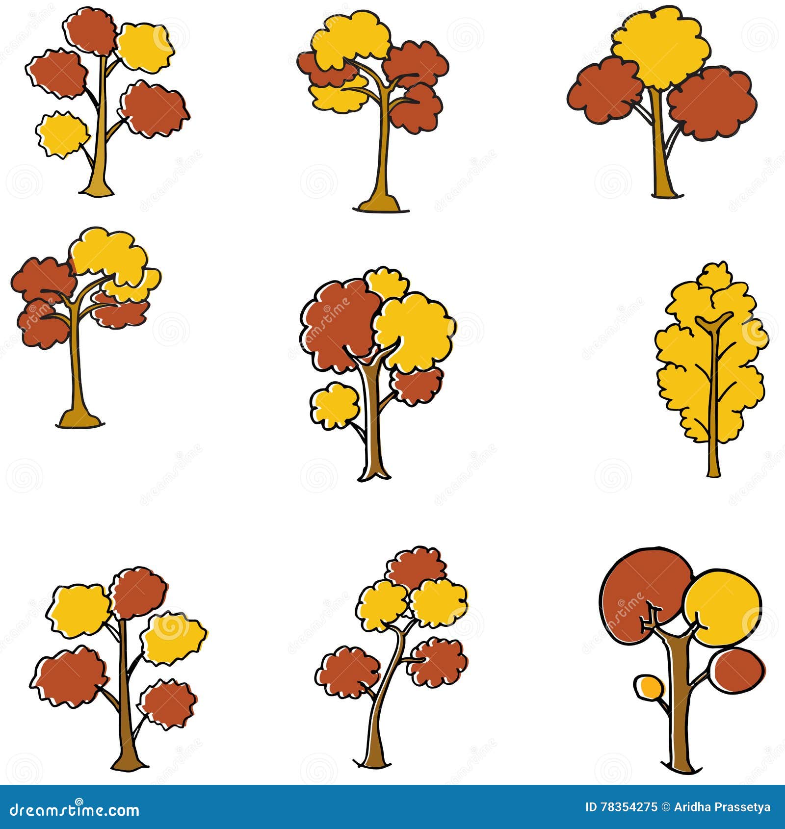 Doodle of tree set stock vector. Illustration of organic - 78354275