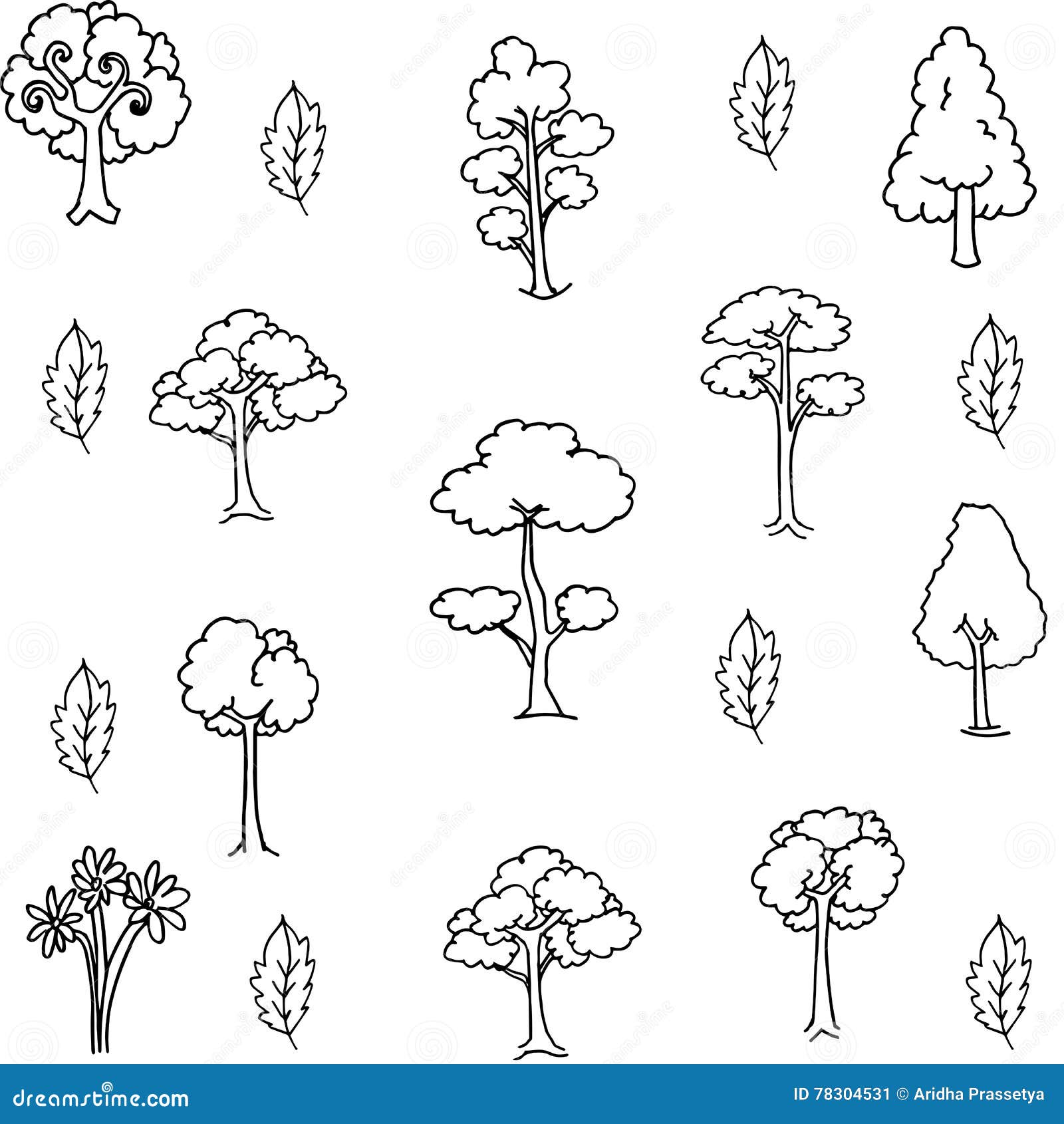 Doodle of Tree Set with Hand Draw Stock Vector - Illustration of scrape ...