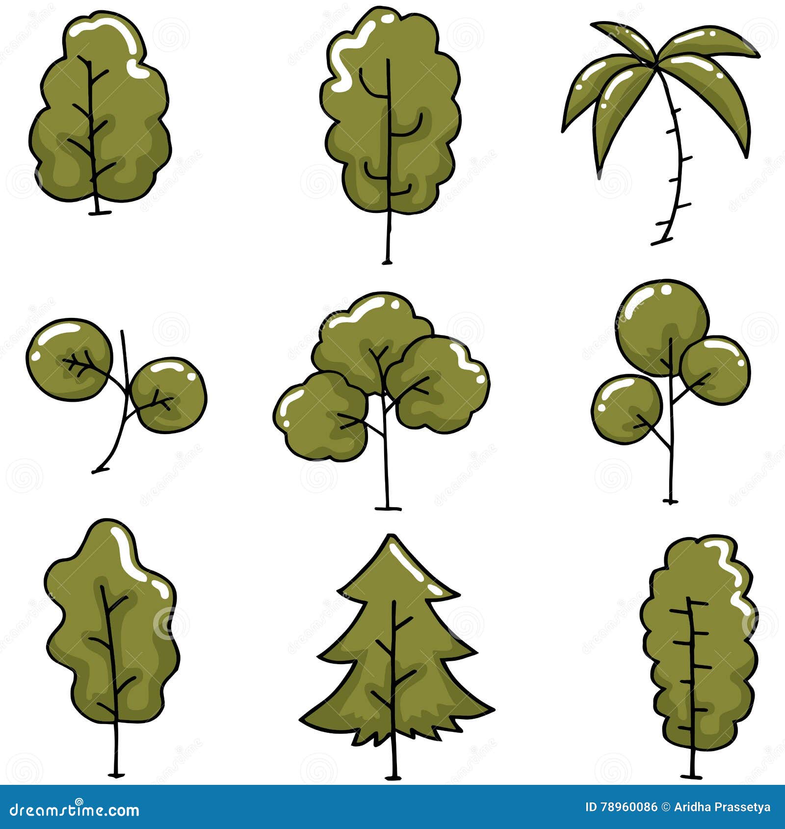 Doodle of Tree Simple Collection Stock Vector - Illustration of ...