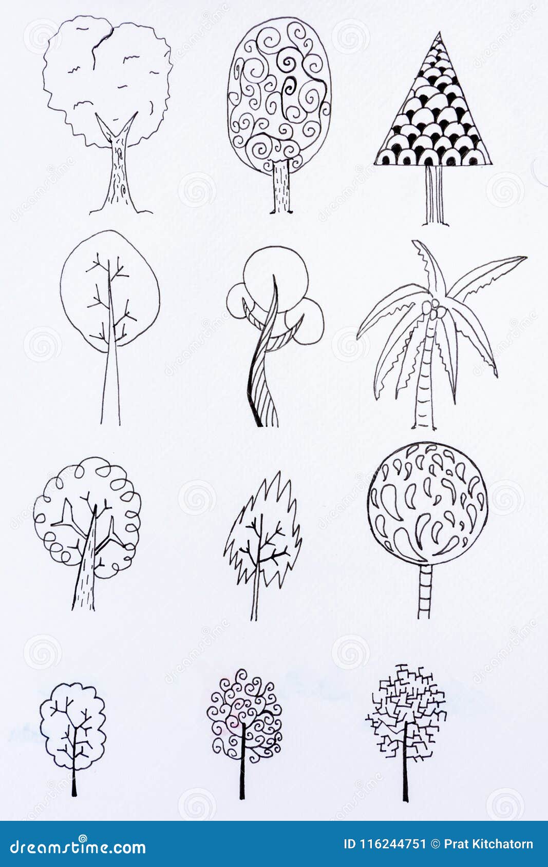 Doodle tree sketch design stock image. Image of object - 116244751