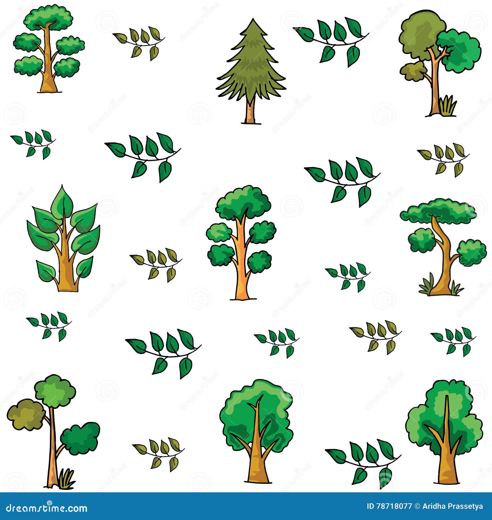 Doodle of Tree Various Collection Stock Vector - Illustration of vector ...