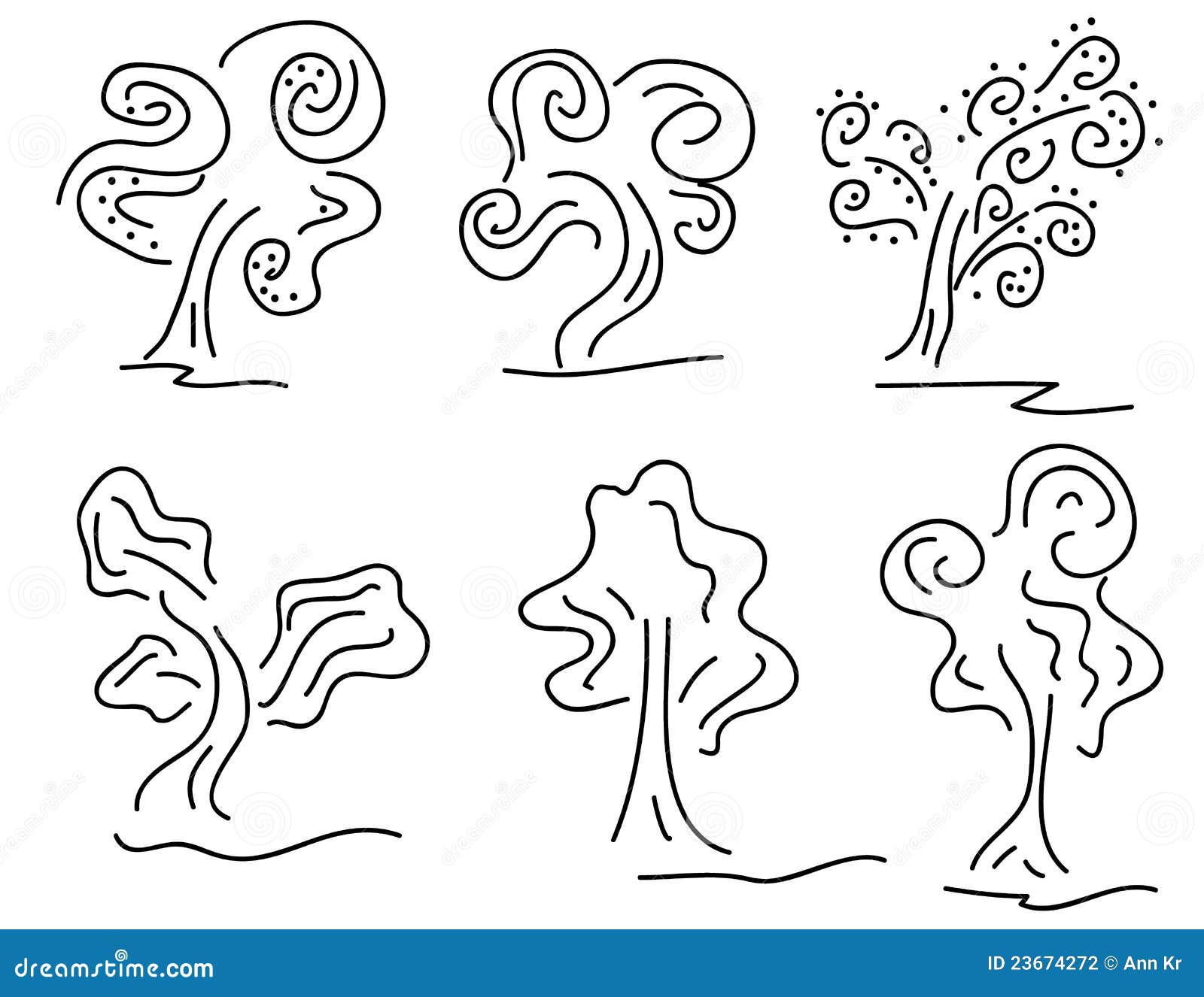 Doodle trees stock vector. Illustration of birch, modern - 23674272