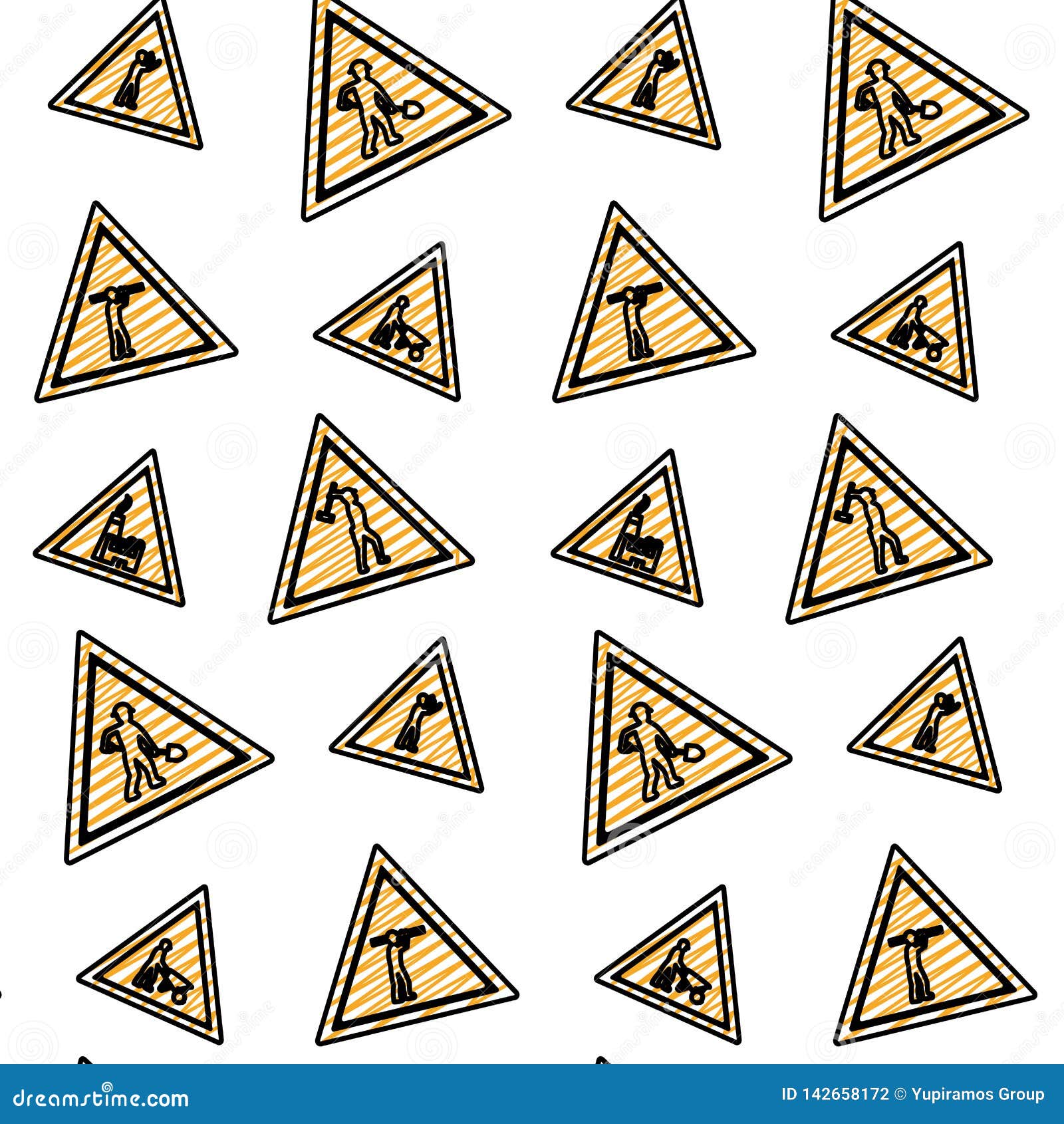 Doodle Triangle Caution Emblem To Industry Maintenance Background Stock ...
