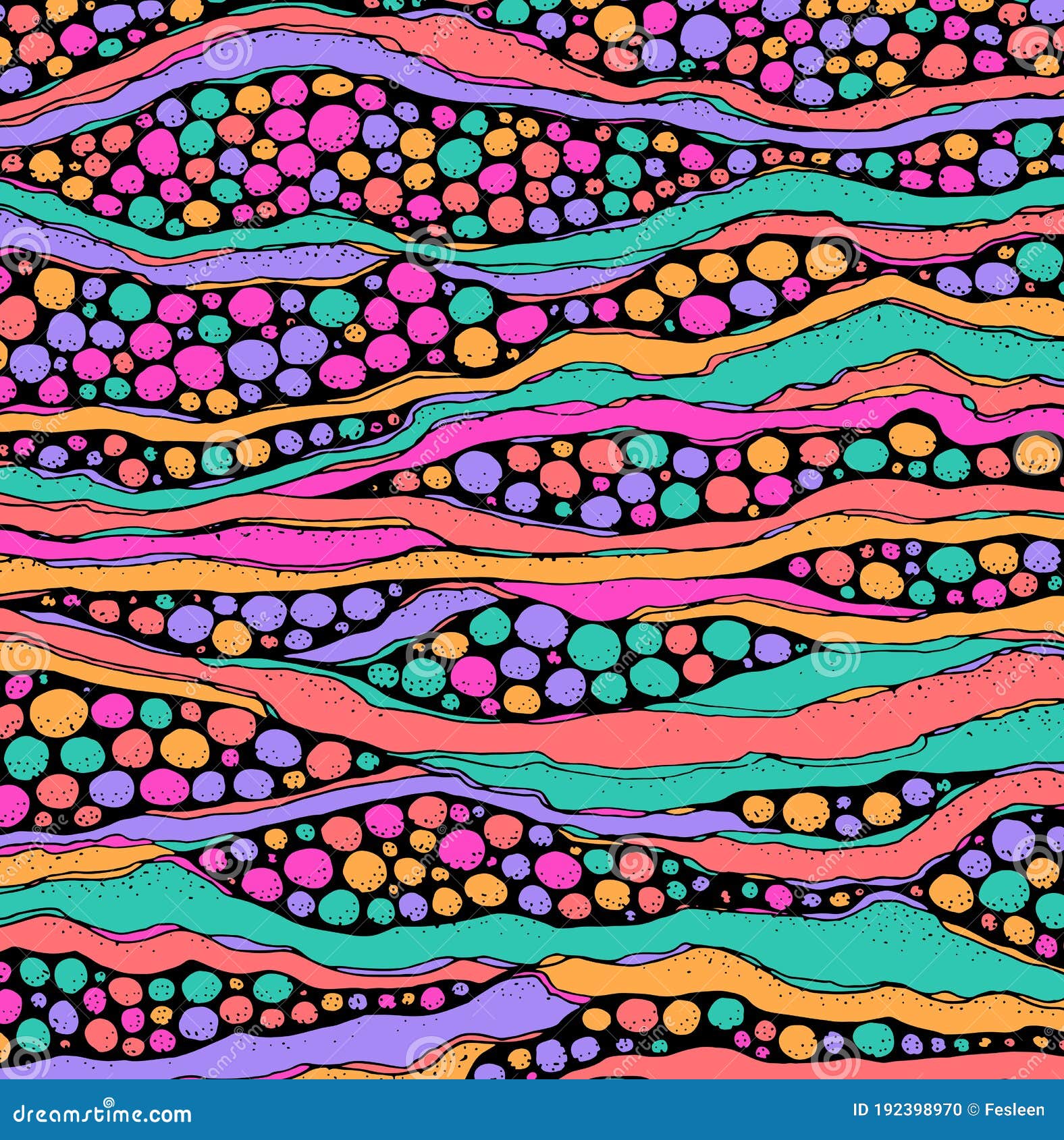 Doodle Trippy Psychedelic Pattern. Abstract Background with Circles and ...