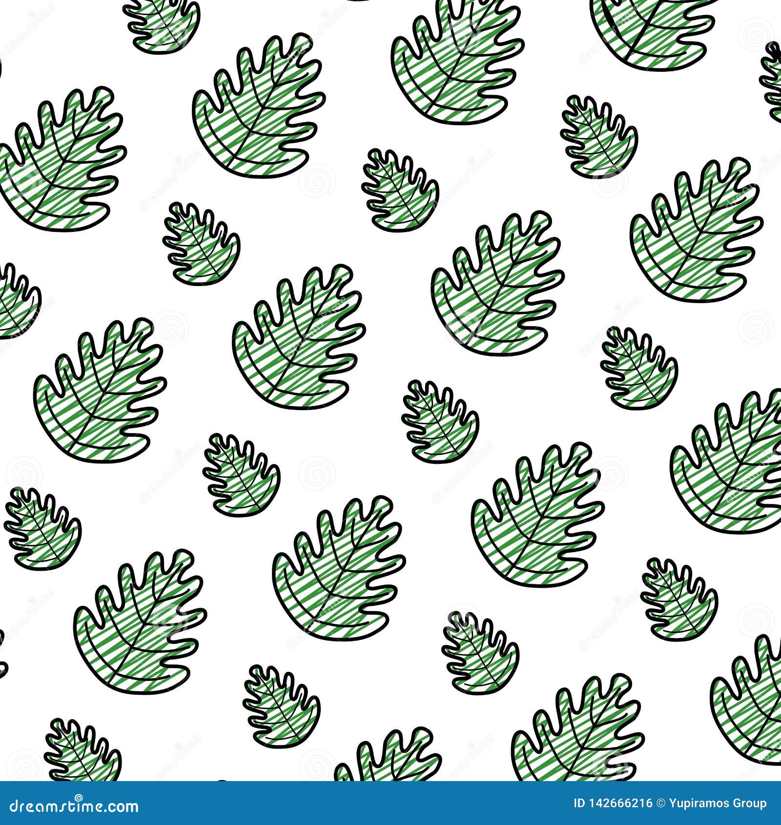 Doodle Tropical Leaf Botany Nature Background Stock Vector ...