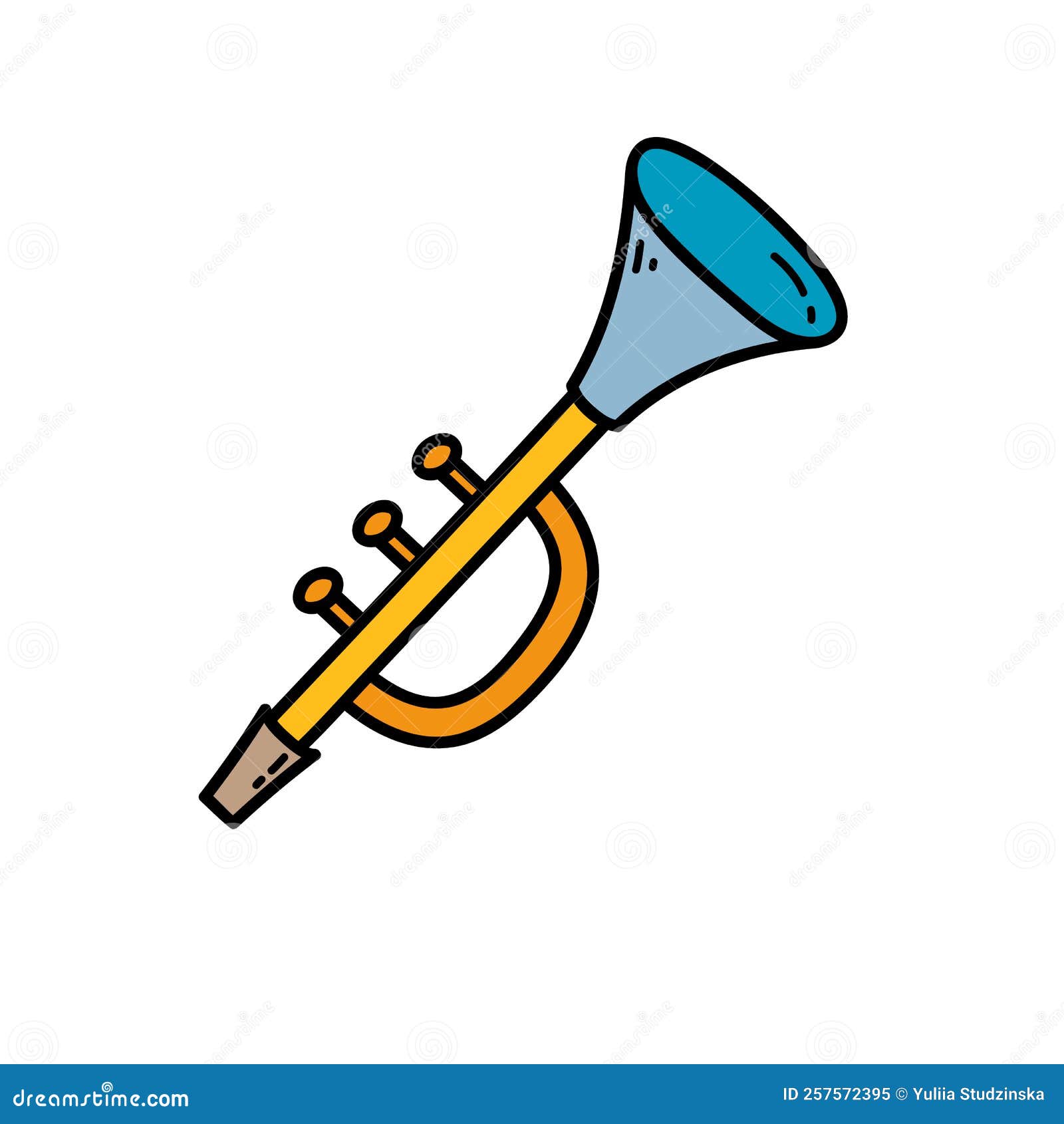 Doodle trumpet stock vector. Illustration of contour - 257572395