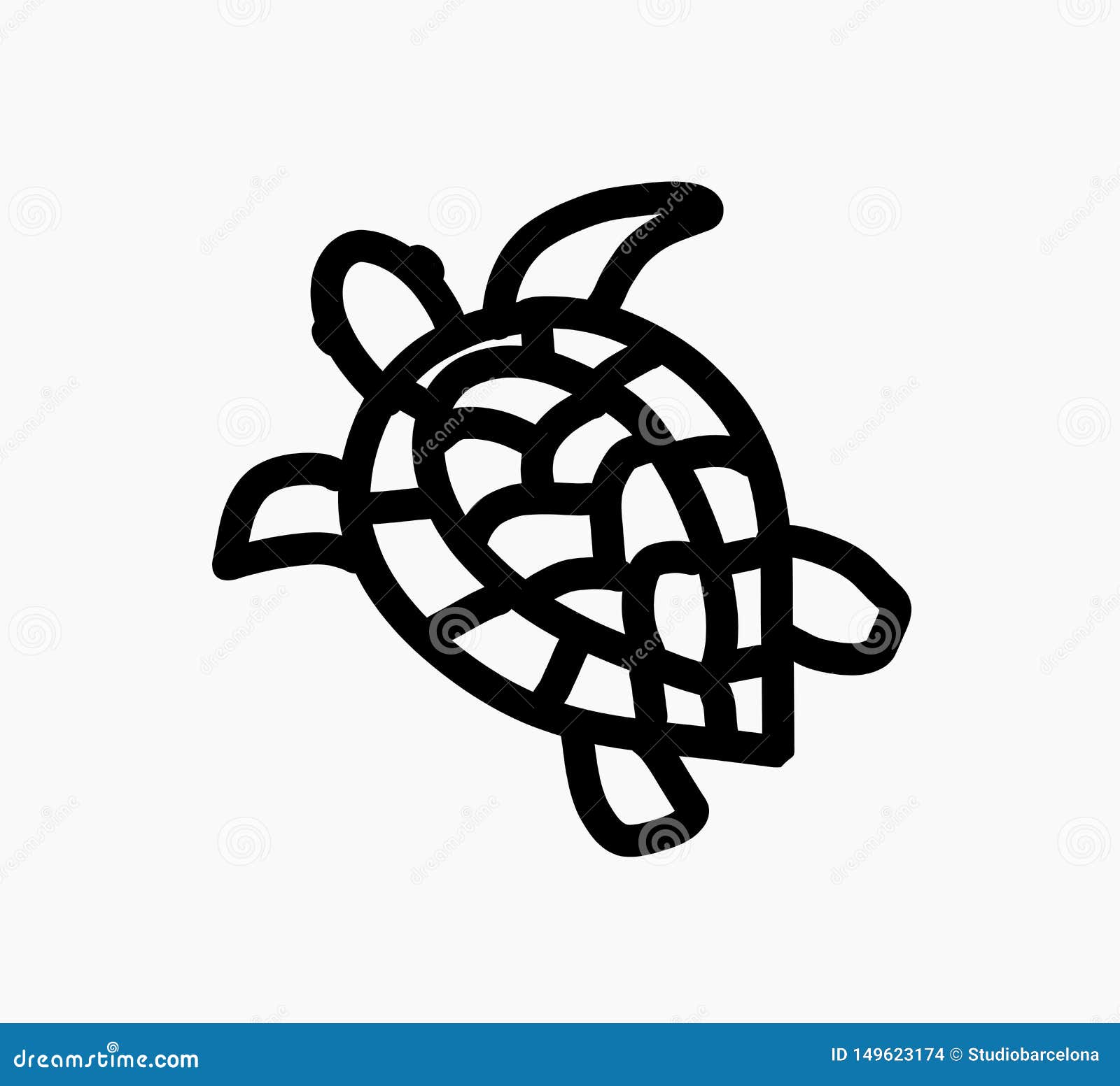 Doodle Sea Turtle, Great Design For Any Purposes. Outline Symbol ...