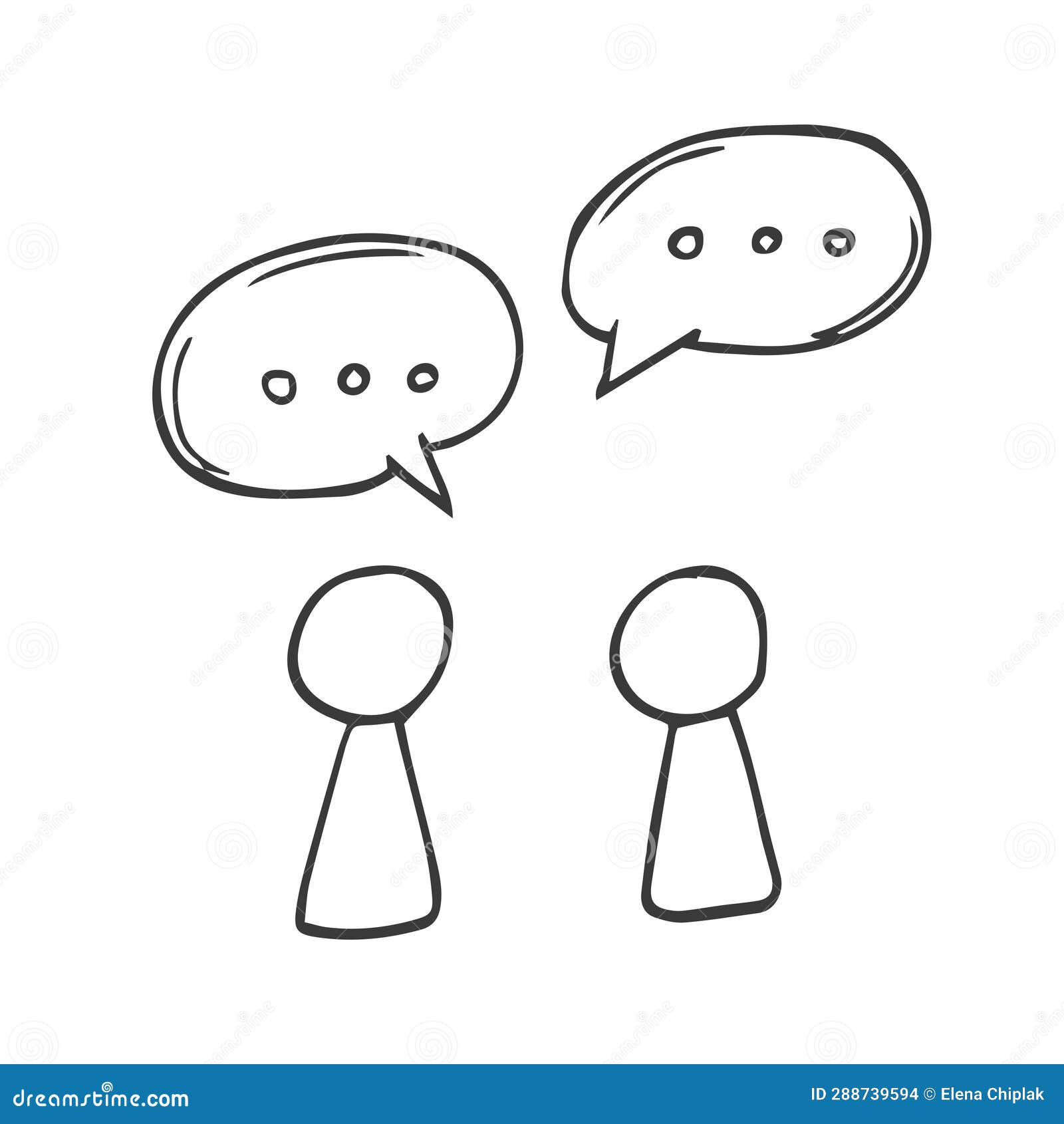 Doodle Two Buble Speech Icon. Teamwork Dialogue. Two People Talk Icon ...