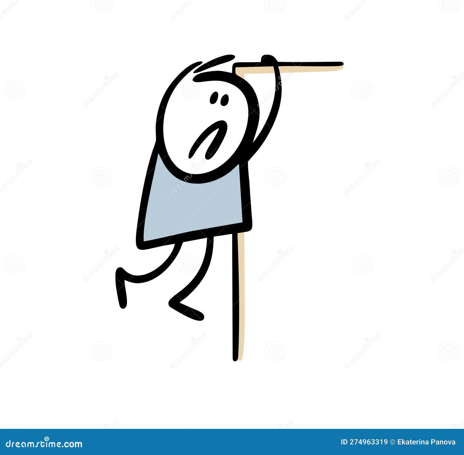 Doodle Unfortunate Stickman Clutched the Edge with His Hands, Holds on ...