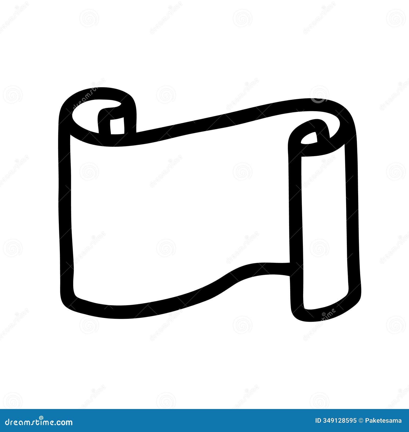 Doodle Unrolled Scroll, Hand Drawn with Thin Black Line Stock Vector ...