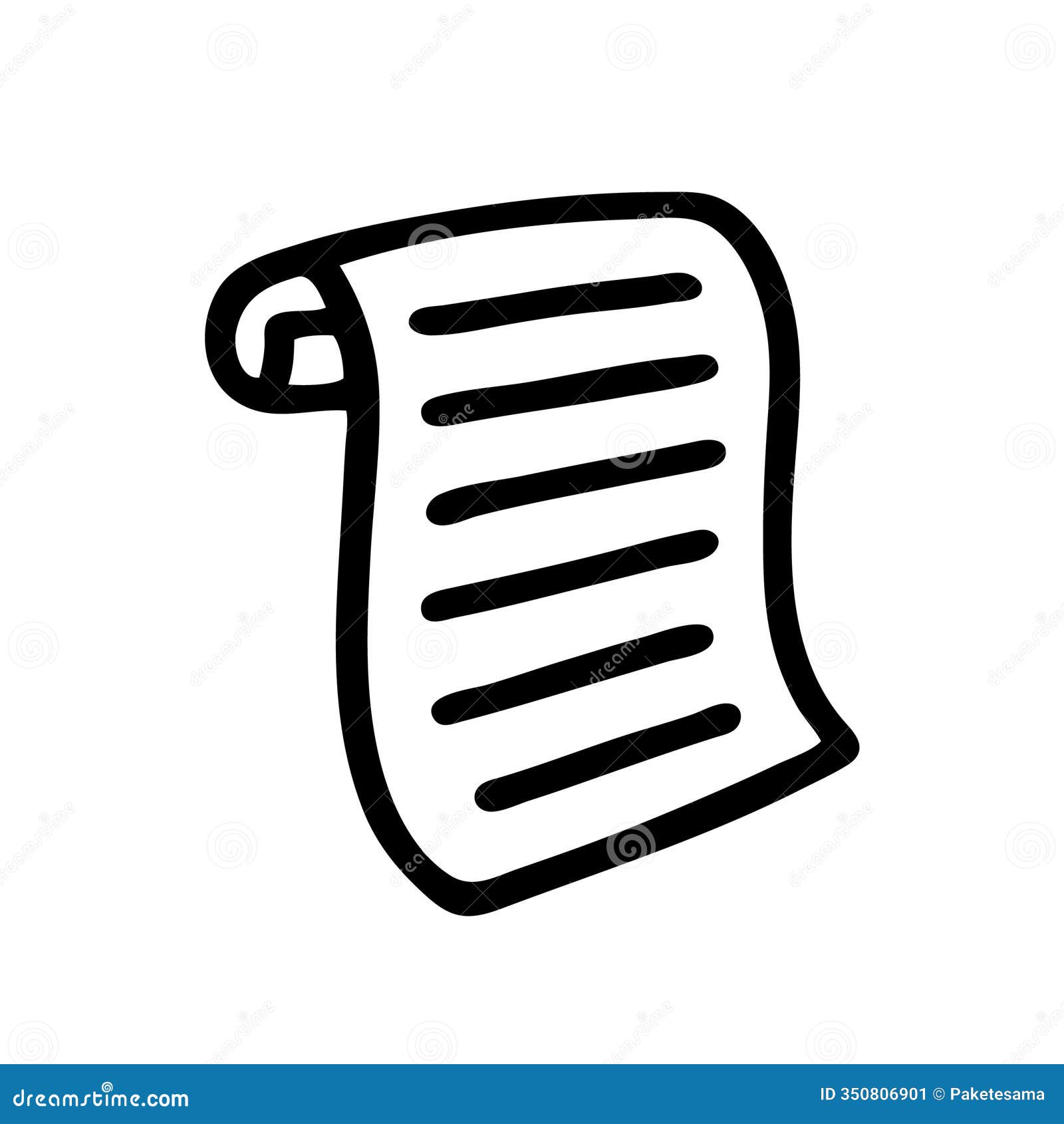 Doodle Unrolled Scroll, Hand Drawn with Thin Black Line Stock ...